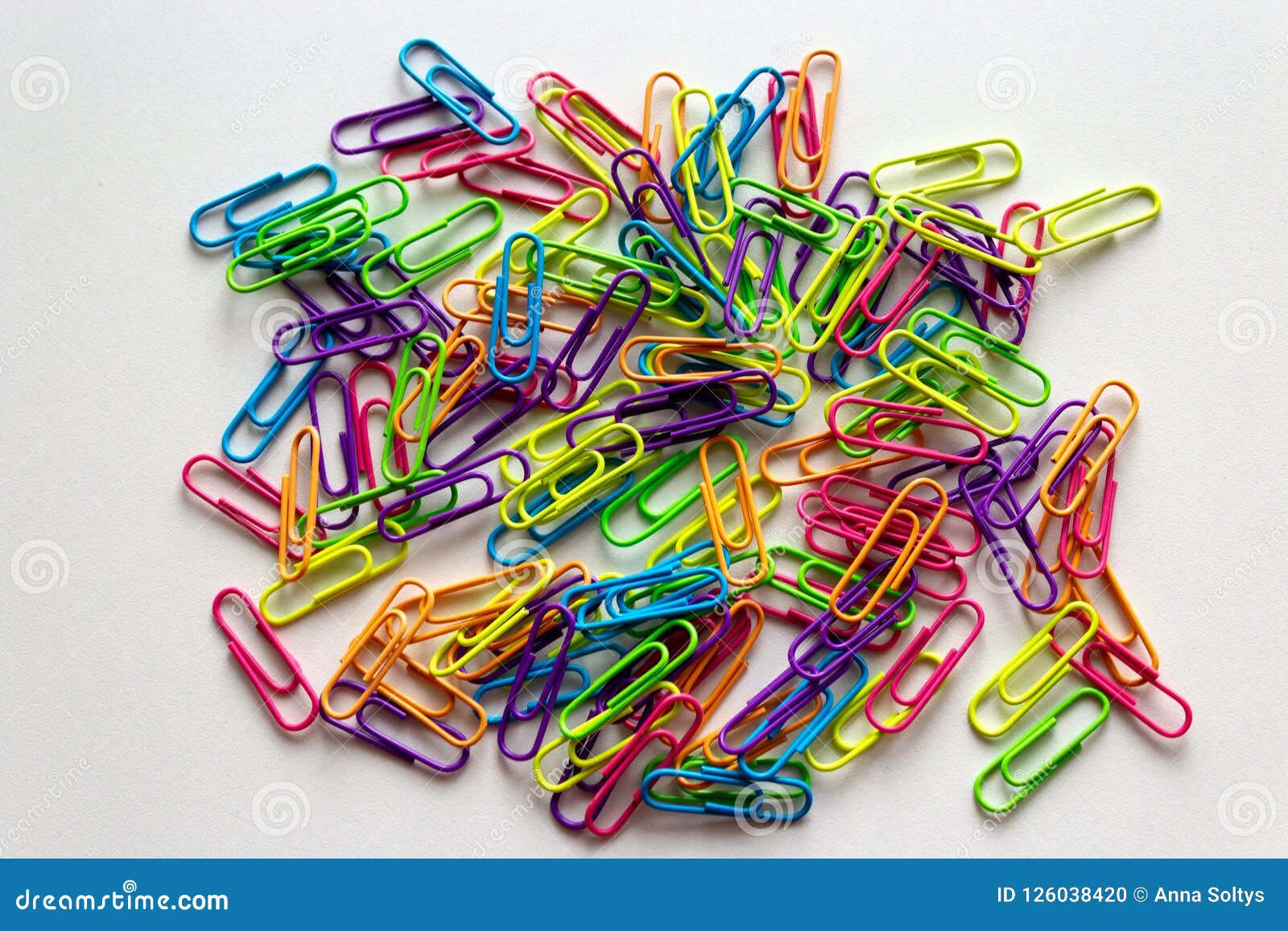 Colored Paper Clips on a White Background Stock Photo - Image of ...