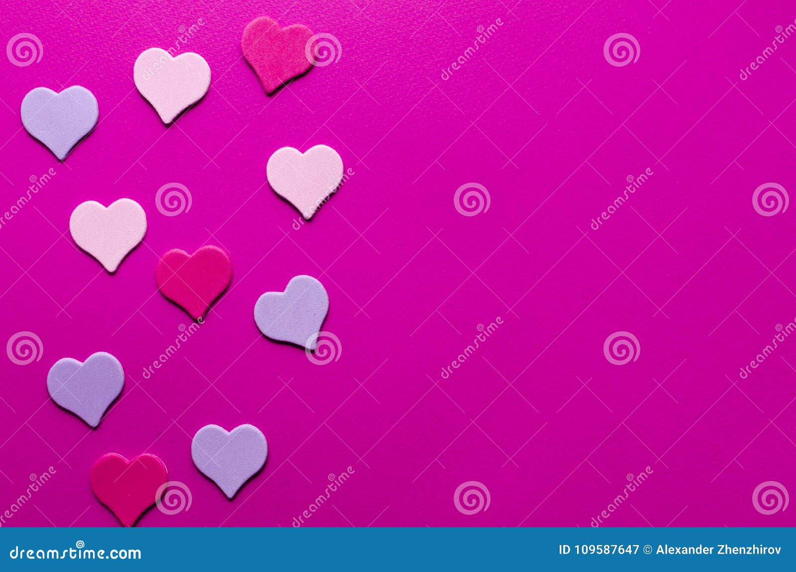 Colored Paper Hearts on Pink Paper Background Stock Image - Image of ...