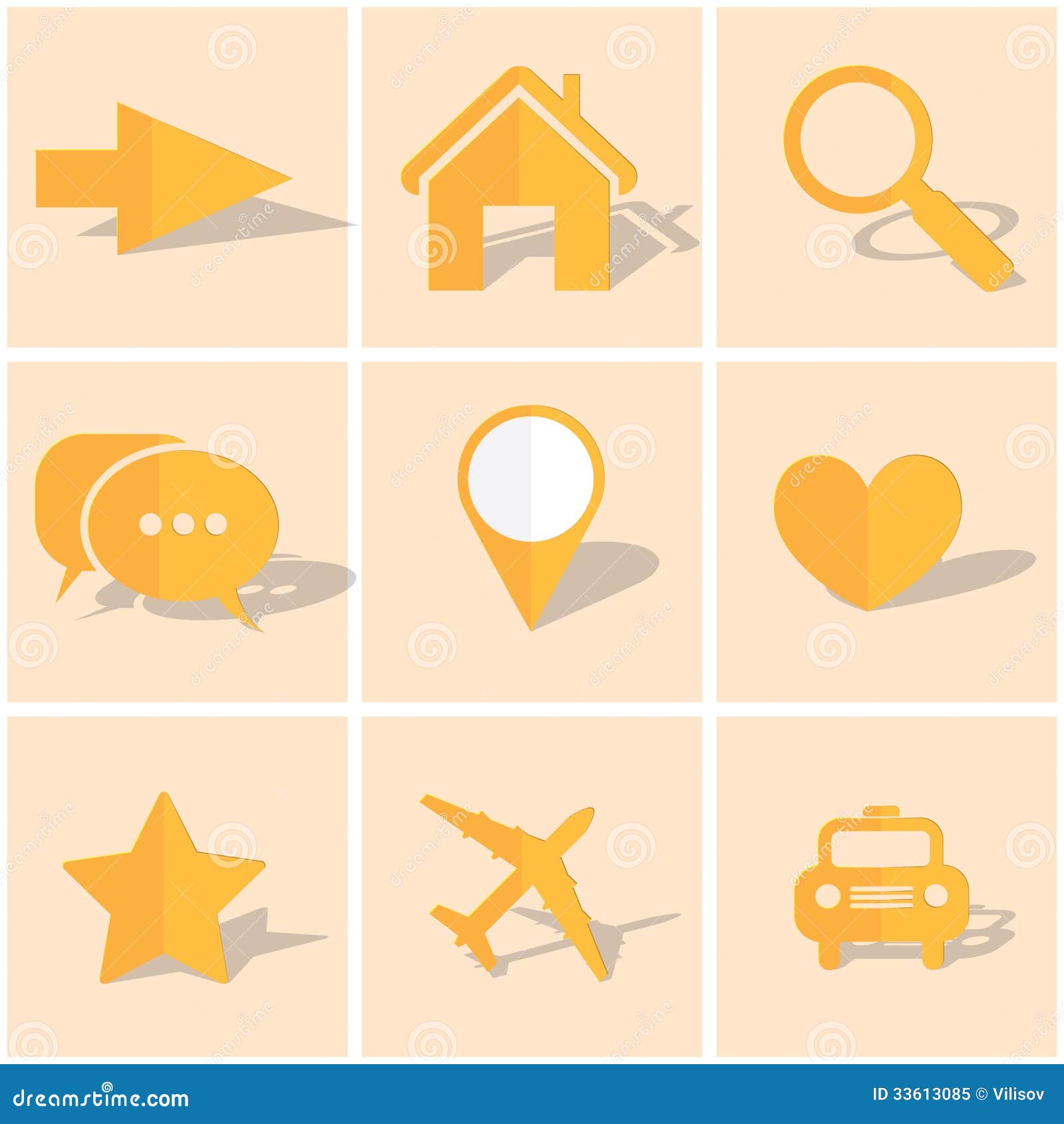 Colored paper icons stock vector. Illustration of heart - 33613085