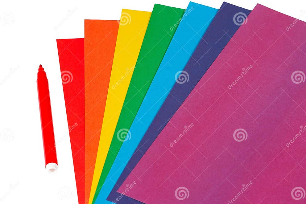 Colored Paper and Marker for Creativity Stock Photo - Image of design ...