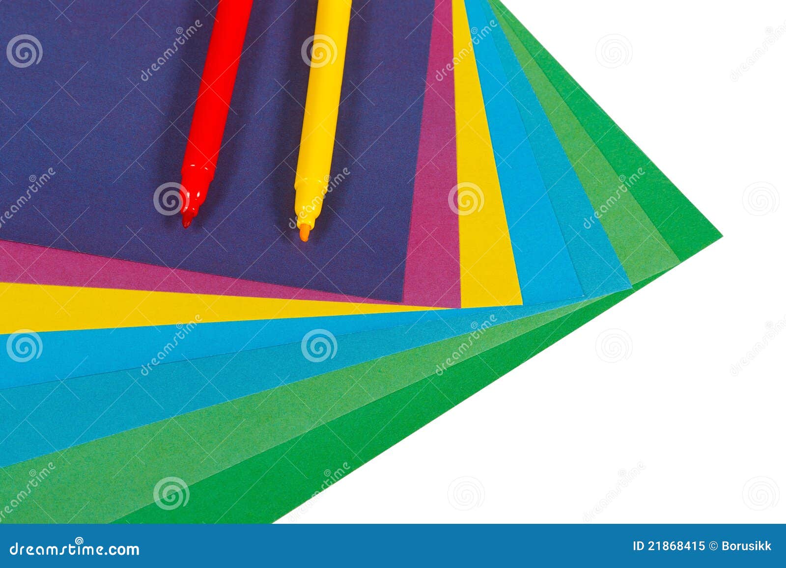Colored paper and markers stock image. Image of drawing - 21868415