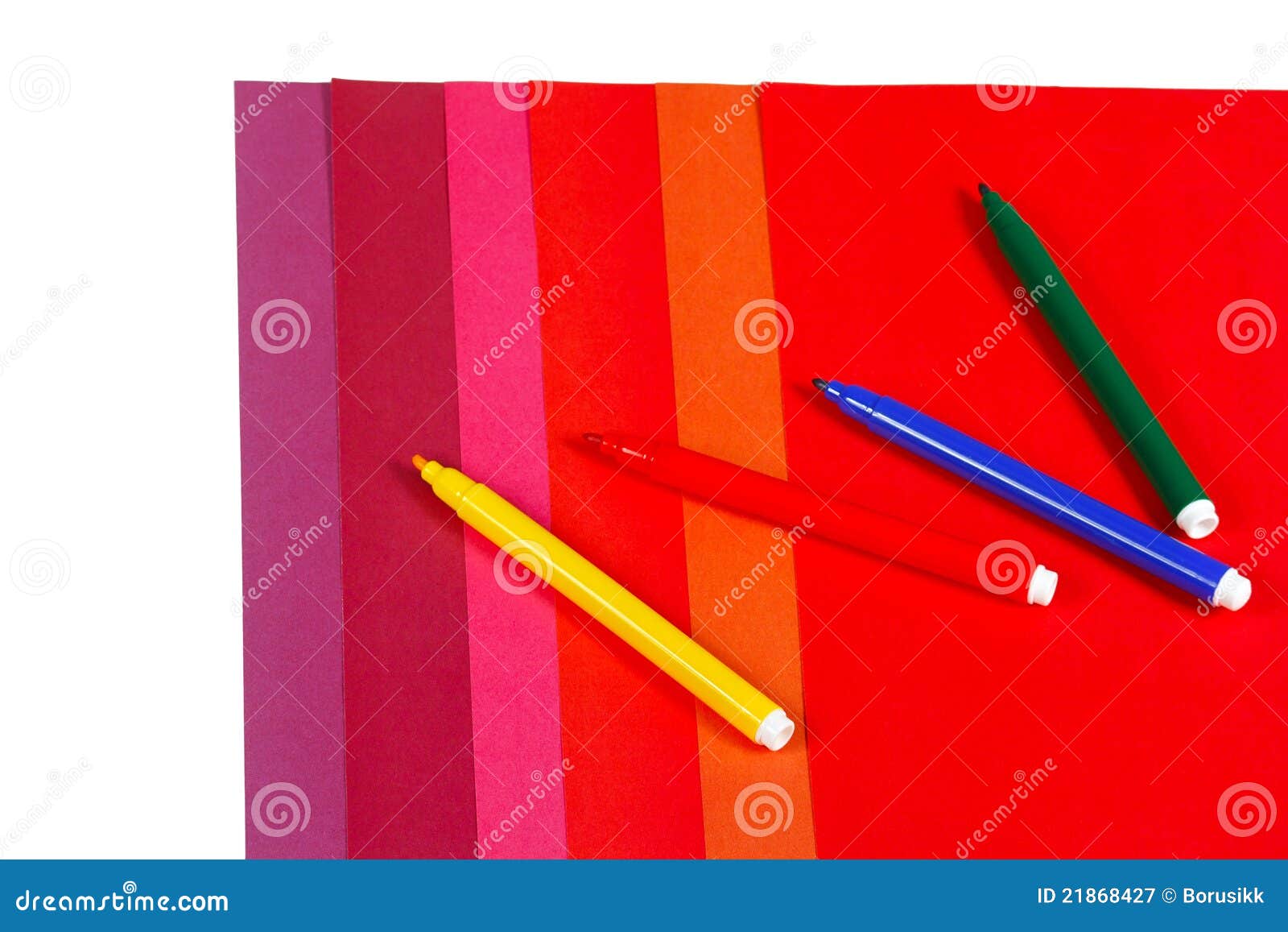 Colored paper and markers stock image. Image of background - 21868427