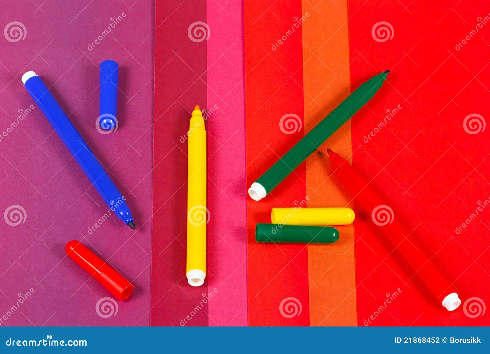 Colored Paper and Markers for Creativity Stock Photo - Image of ...