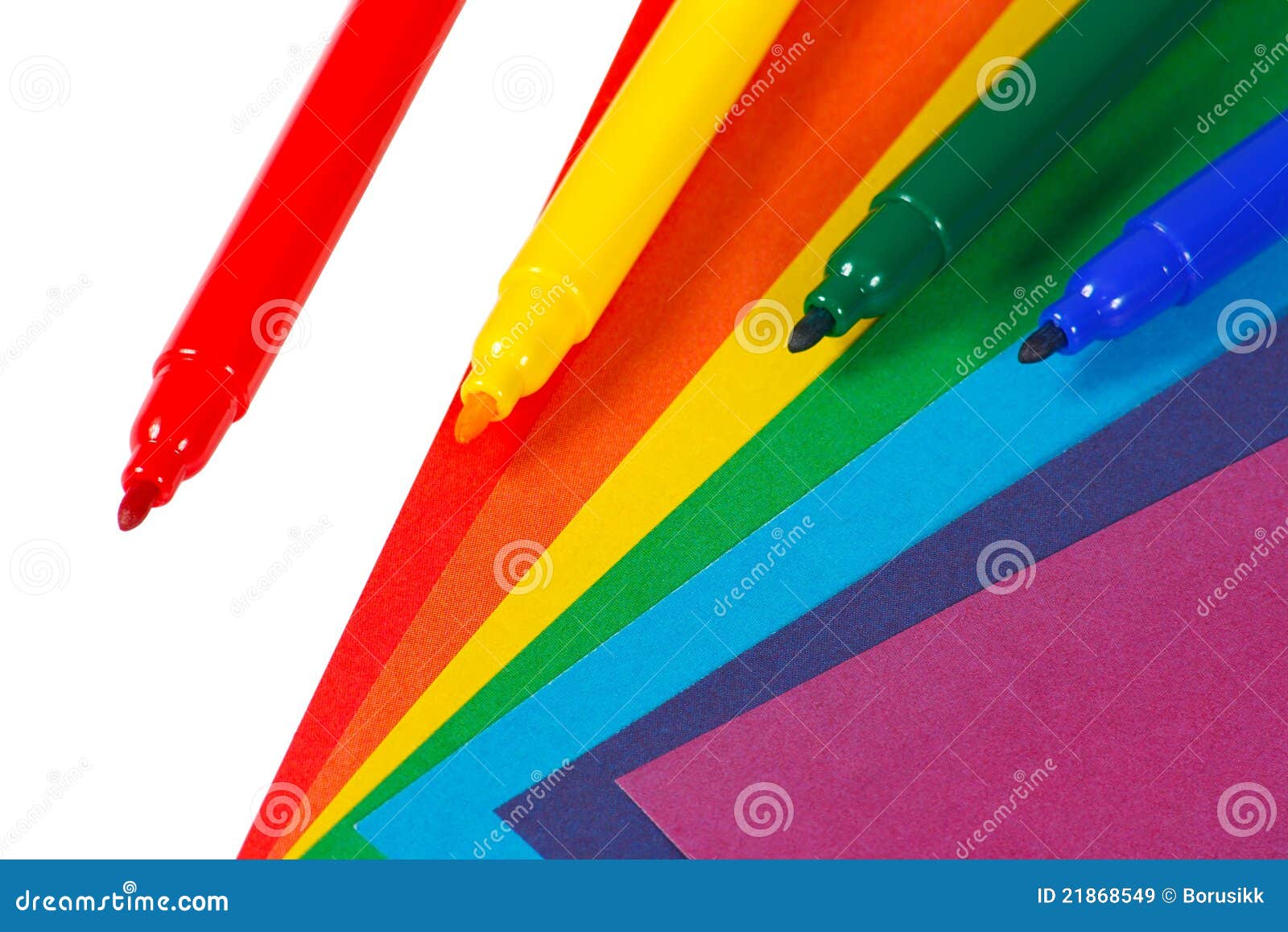 Colored Paper and Markers for Creativity Stock Image - Image of craft ...