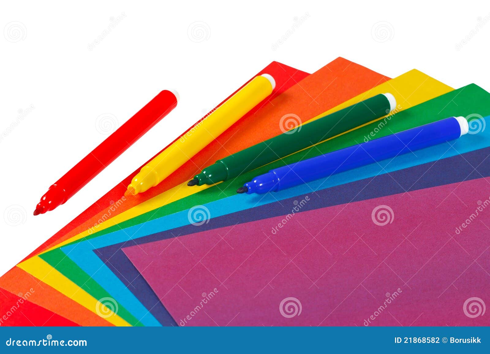 Colored Paper and Markers for Creativity Stock Photo - Image of design ...