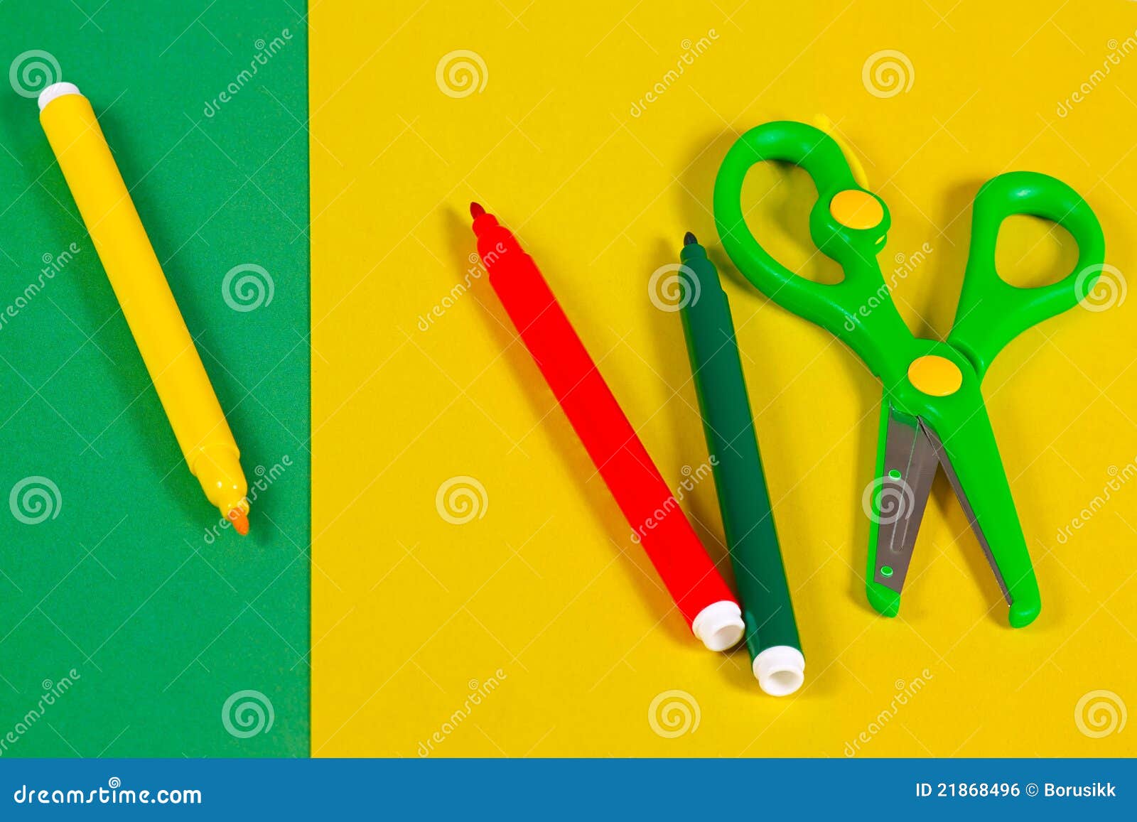 Colored Paper, Markers and Scissors for Creativity Stock Photo - Image ...