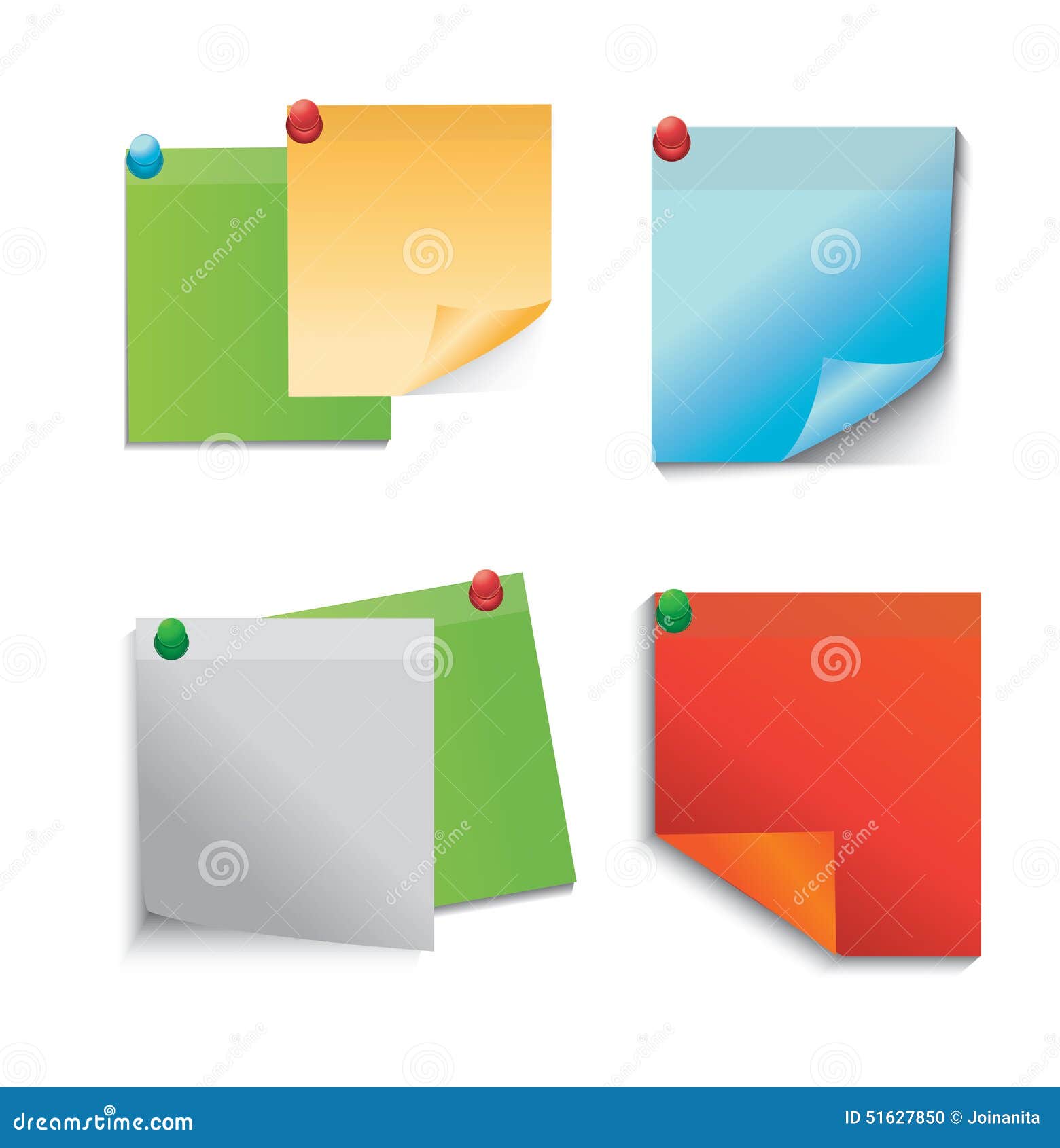 Colored Paper Notes Isolated on White Stock Vector - Illustration of ...