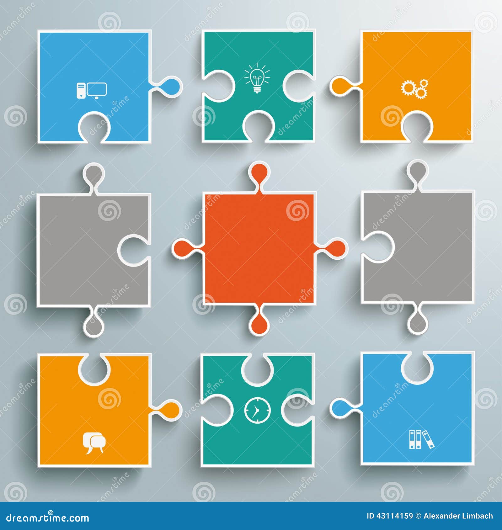 Colored Paper Puzzles Flowchart Cartoon Vector | CartoonDealer.com ...