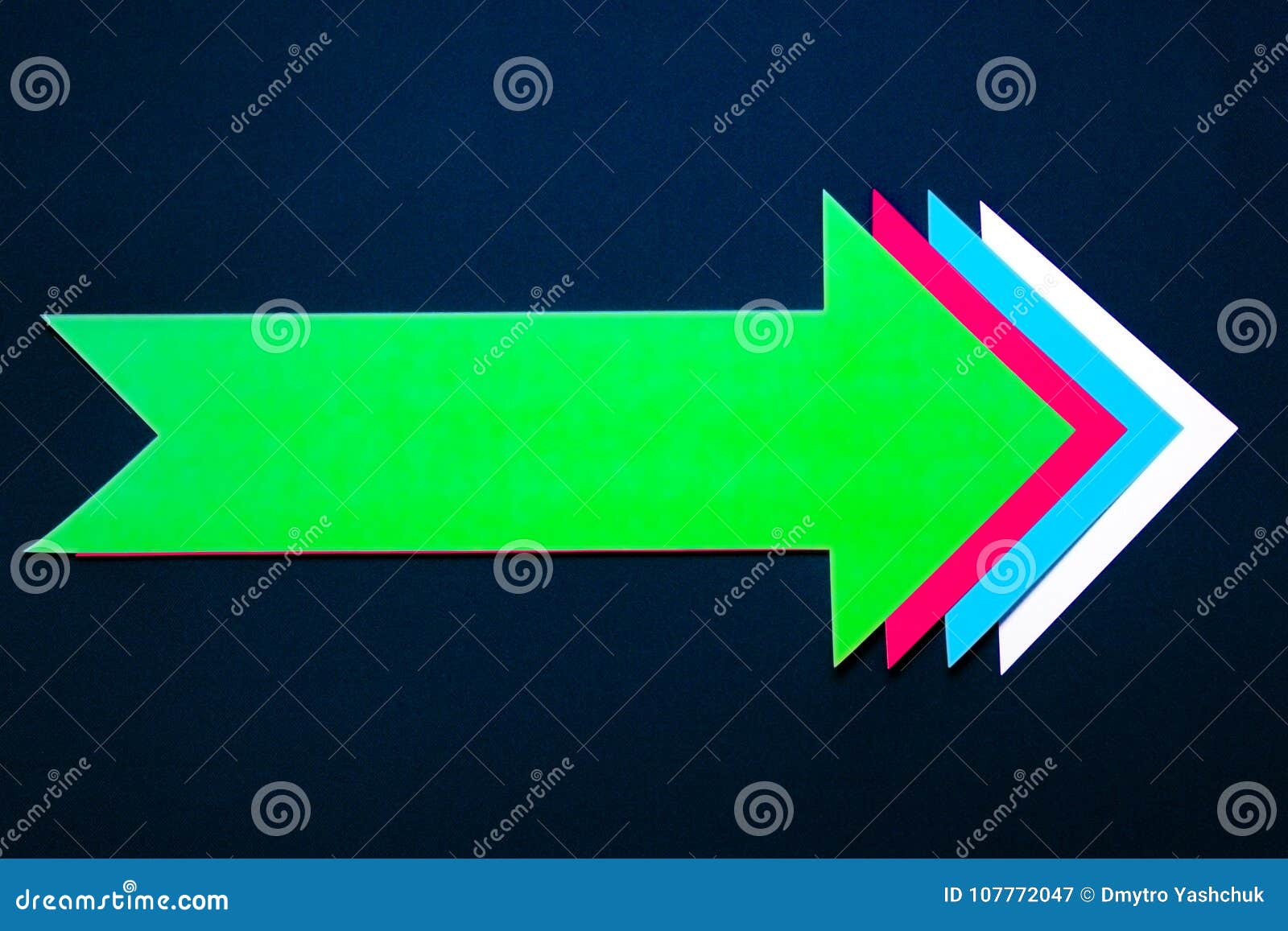 Colored Paper Right Arrow on Dark Blue Background. Stock Image - Image ...