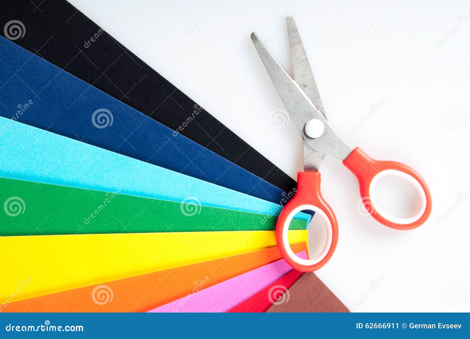 Colored paper and scissors stock image. Image of children - 62666911
