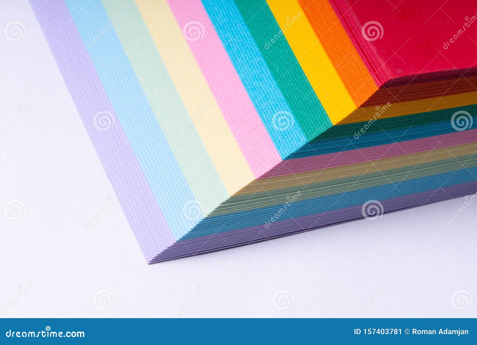 Colored Paper Stack on White Background, Close Up, High Resolution ...