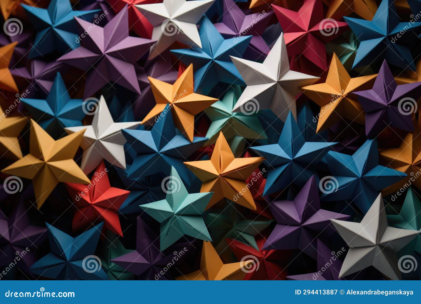 Colored Paper Stars Made in Origami Technique Stock Illustration ...