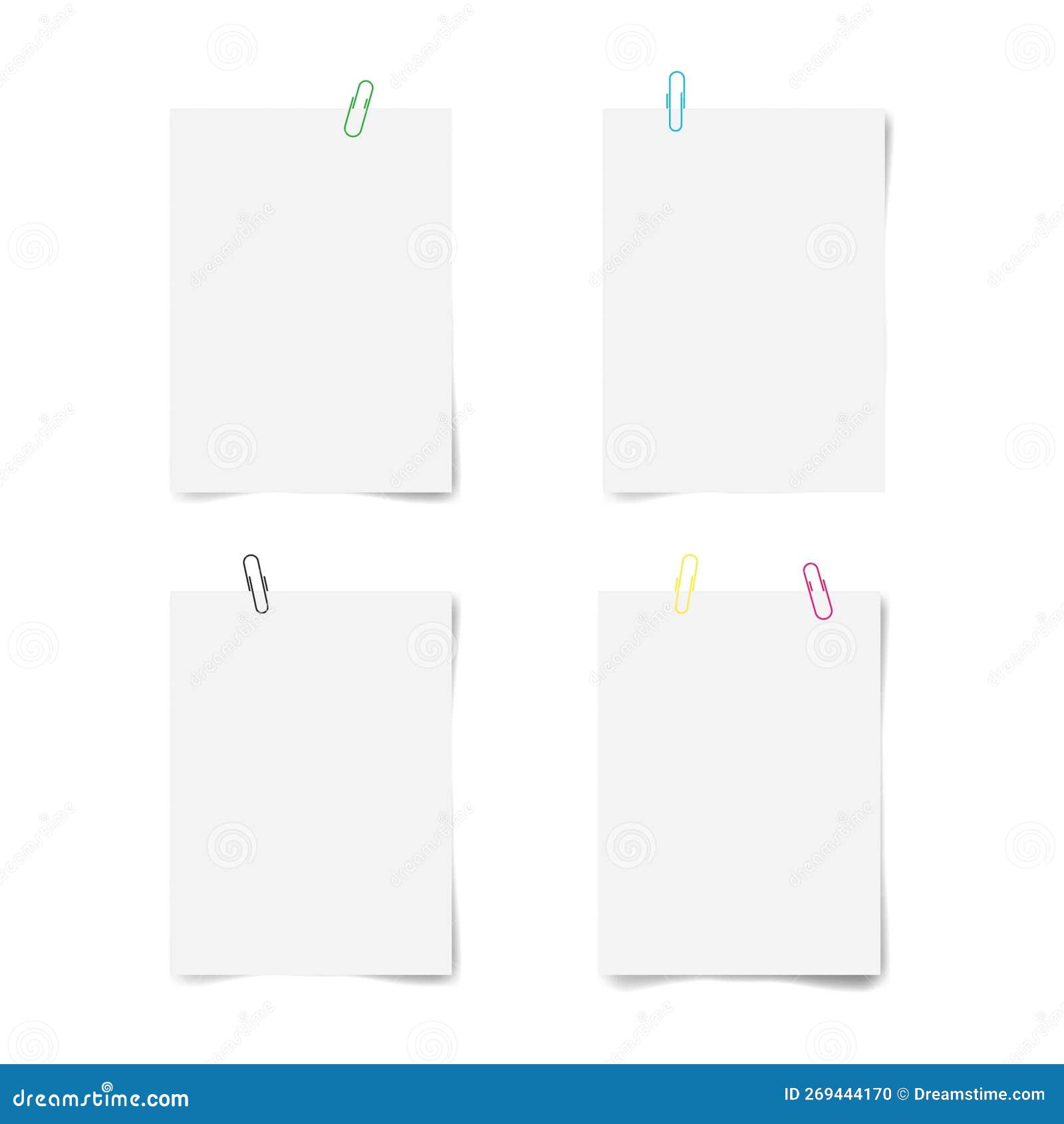 Colored Paperclip with Blank White Notepaper. White Sheet for Your ...