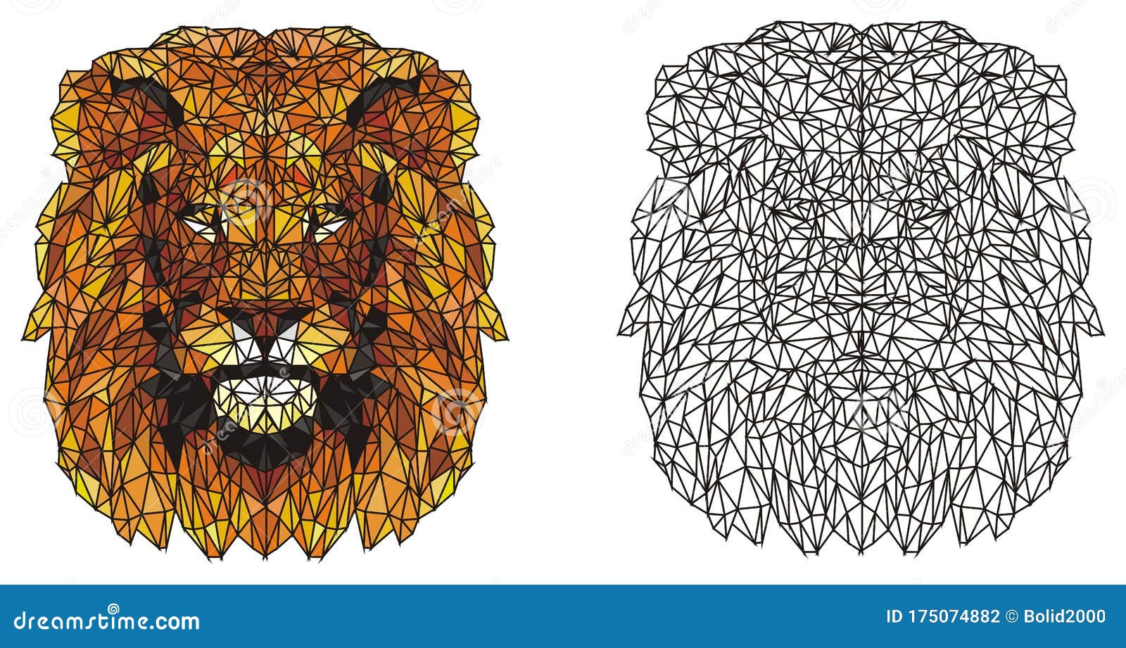 Two faces of lion stock illustration. Illustration of ornament - 175074882