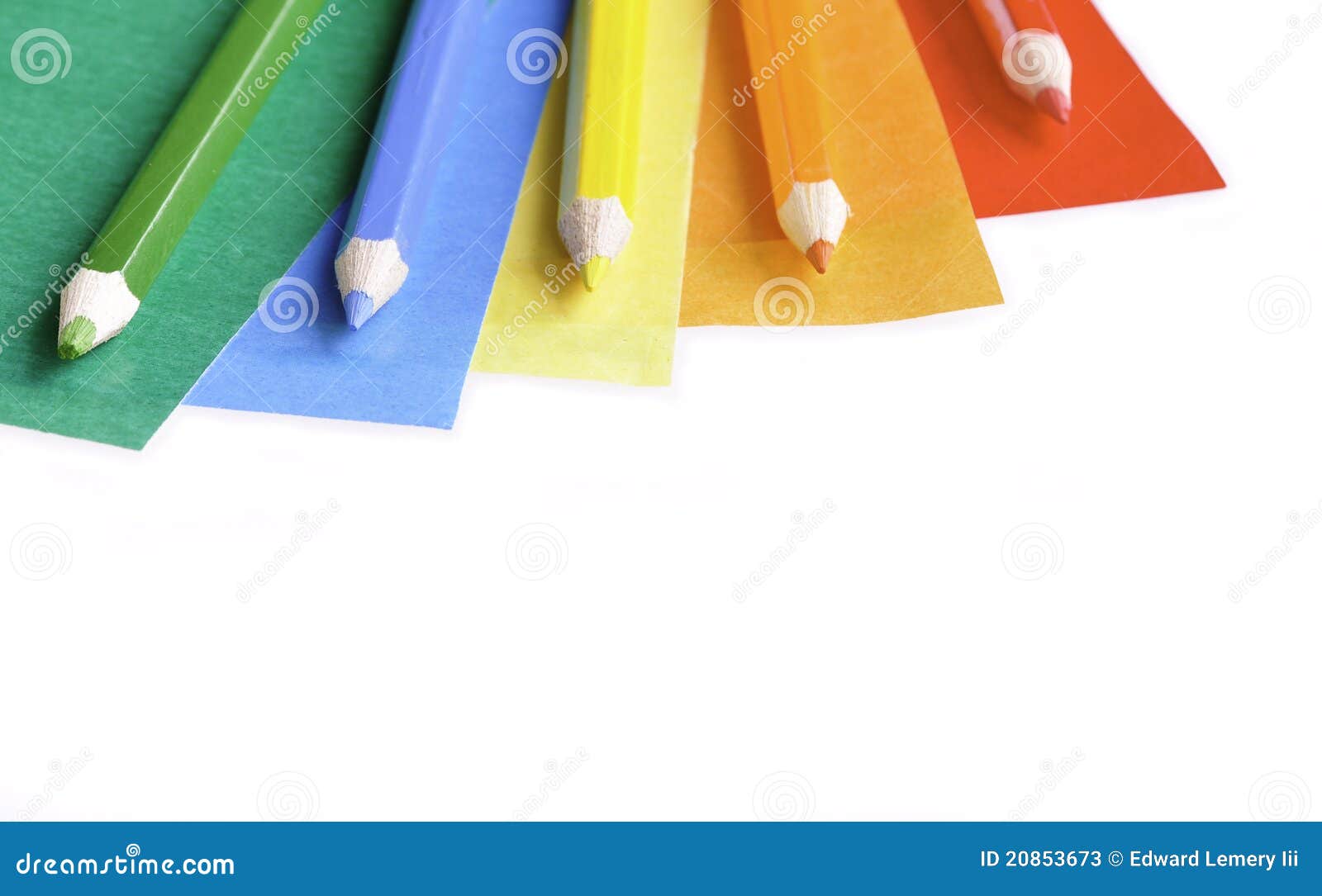 Colored papers and Pencils stock image. Image of isolated - 20853673