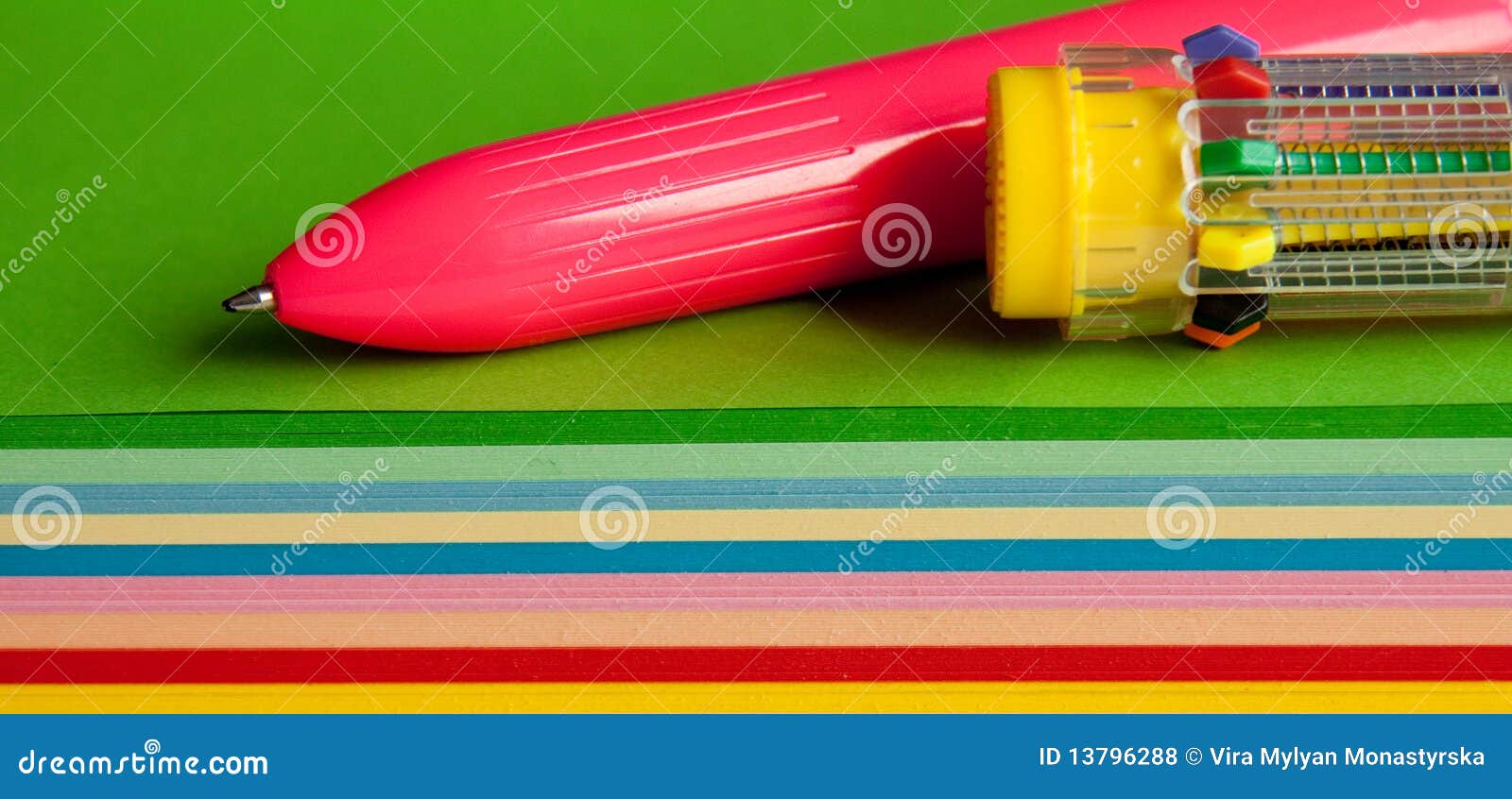 Colored papers and pens stock photo. Image of desk, college - 13796288