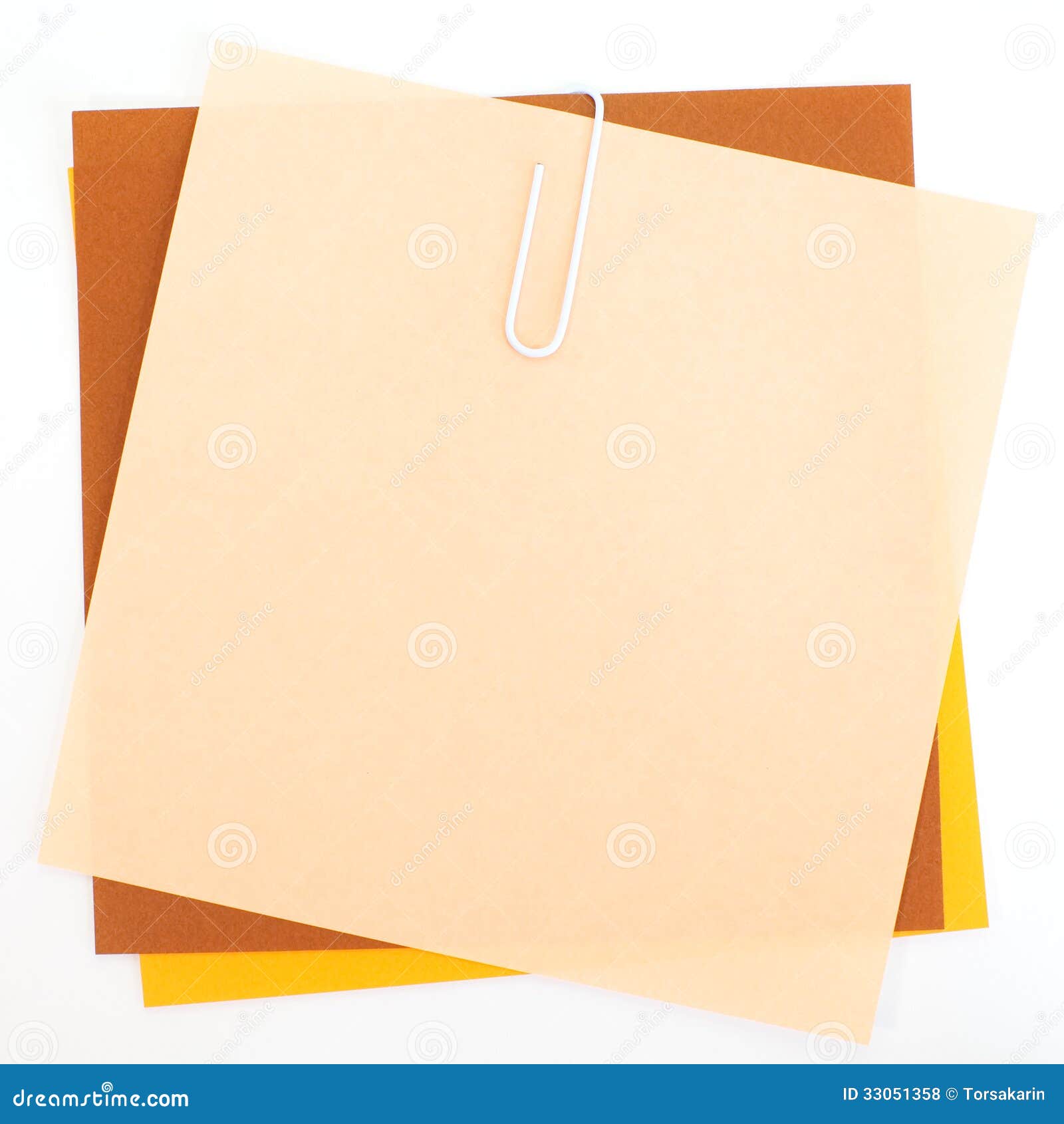 Colored papers with staple stock photo. Image of isolated - 33051358