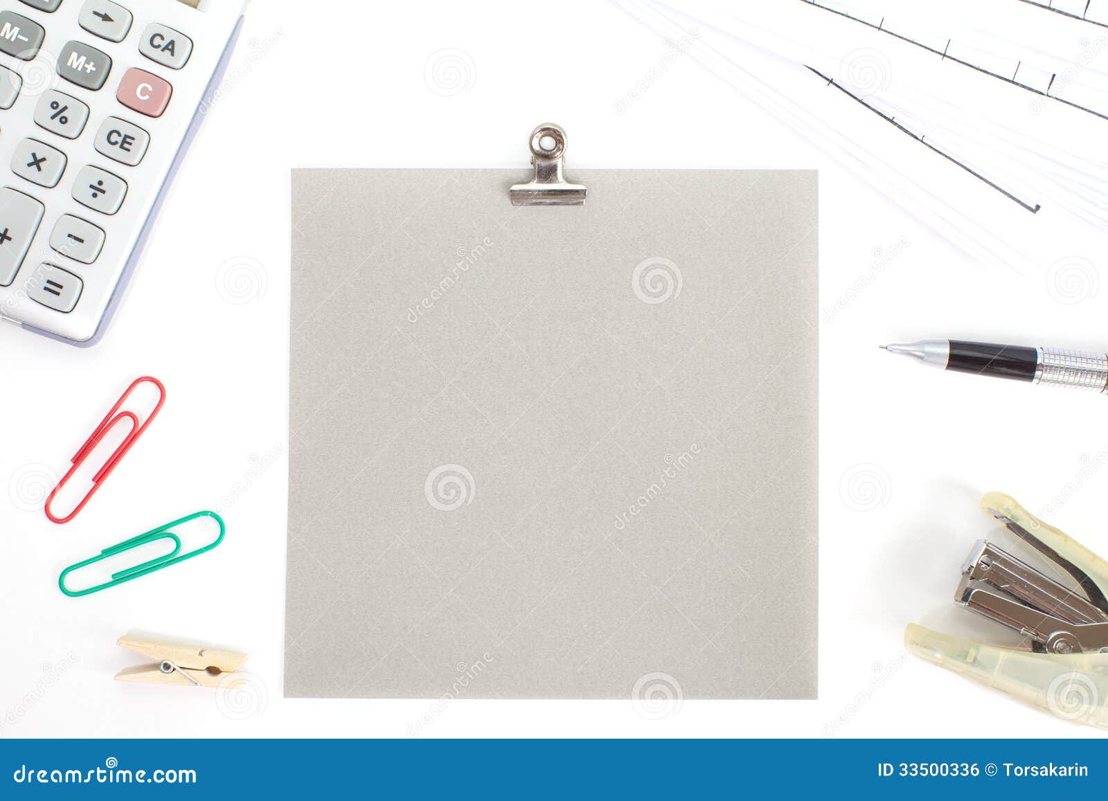 Colored Papers with Staple and Stationery Stock Photo - Image of ...