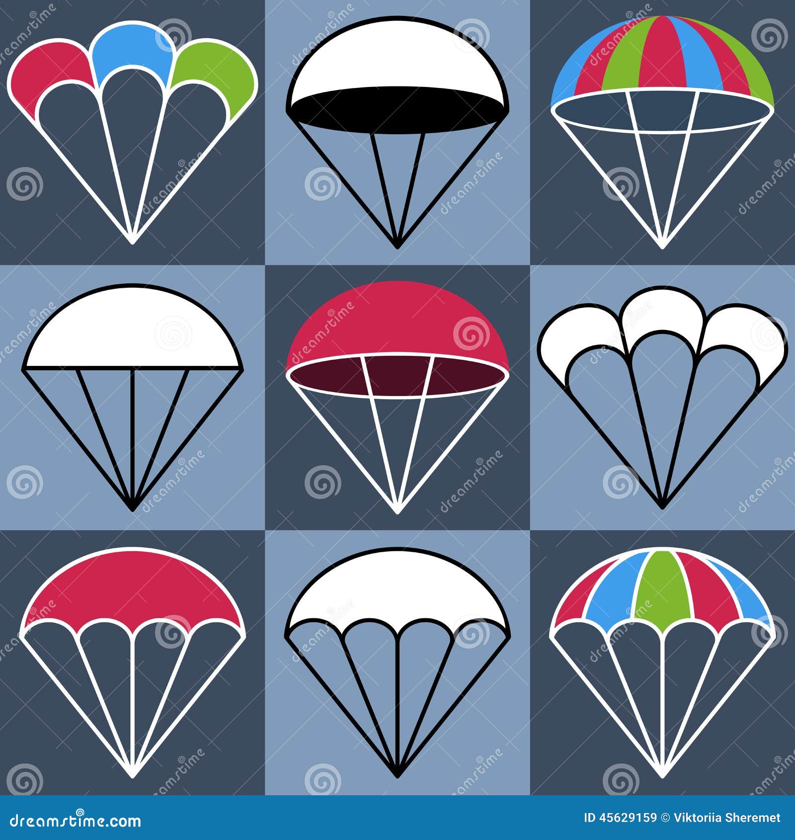 Colored Parachute Icons Set, Vector Illustration Stock Vector ...