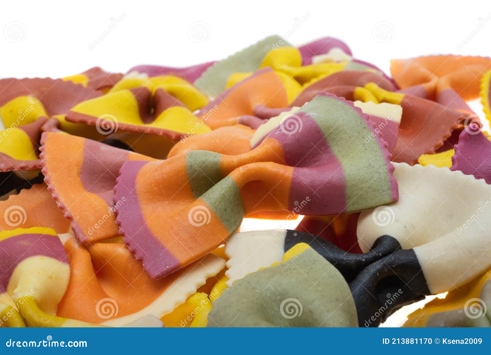 Colored Pasta Bows Isolated Stock Photo - Image of nutrition, noodle ...