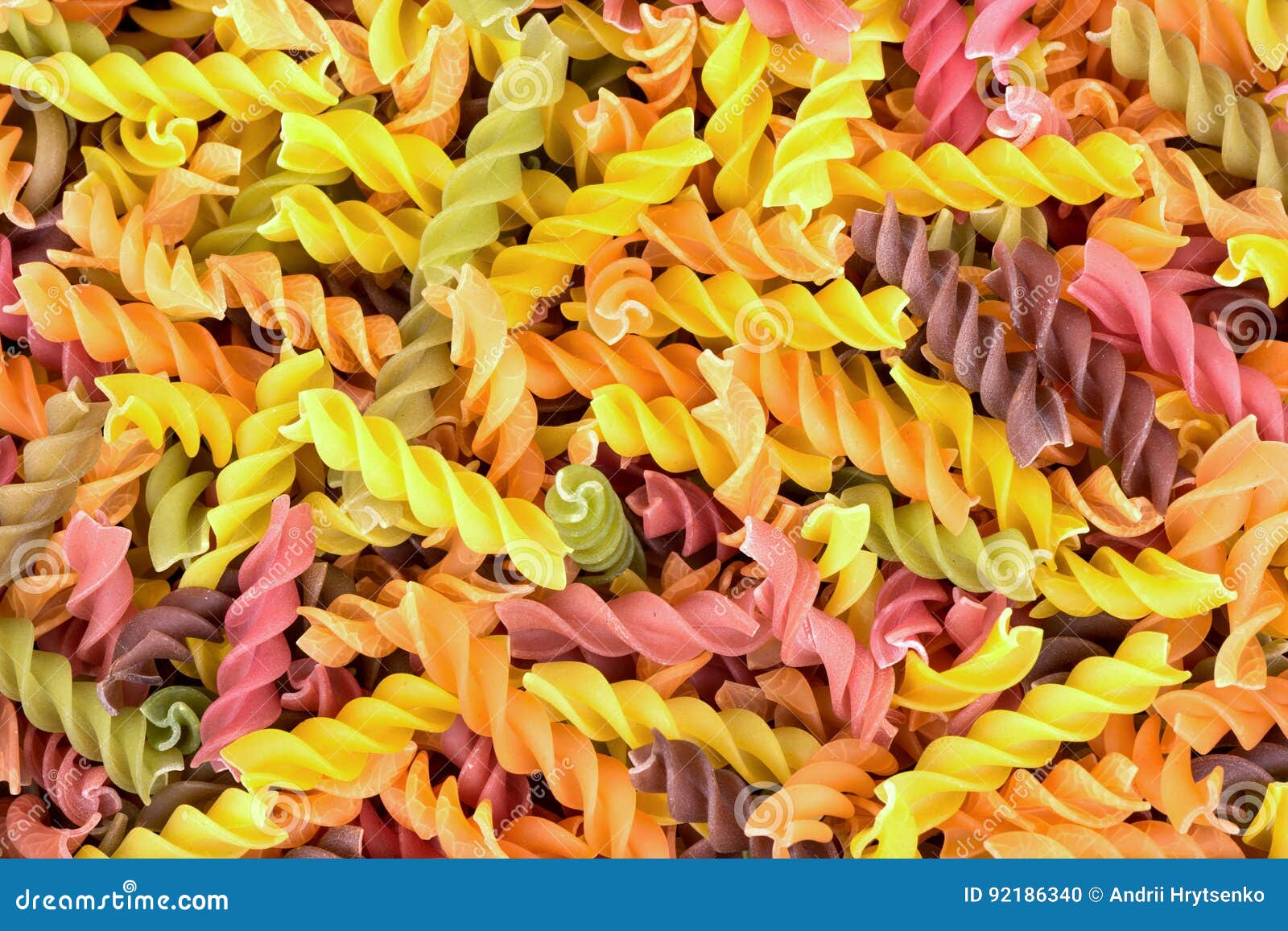 Colored pasta fusilli stock photo. Image of glutenfree - 92186340