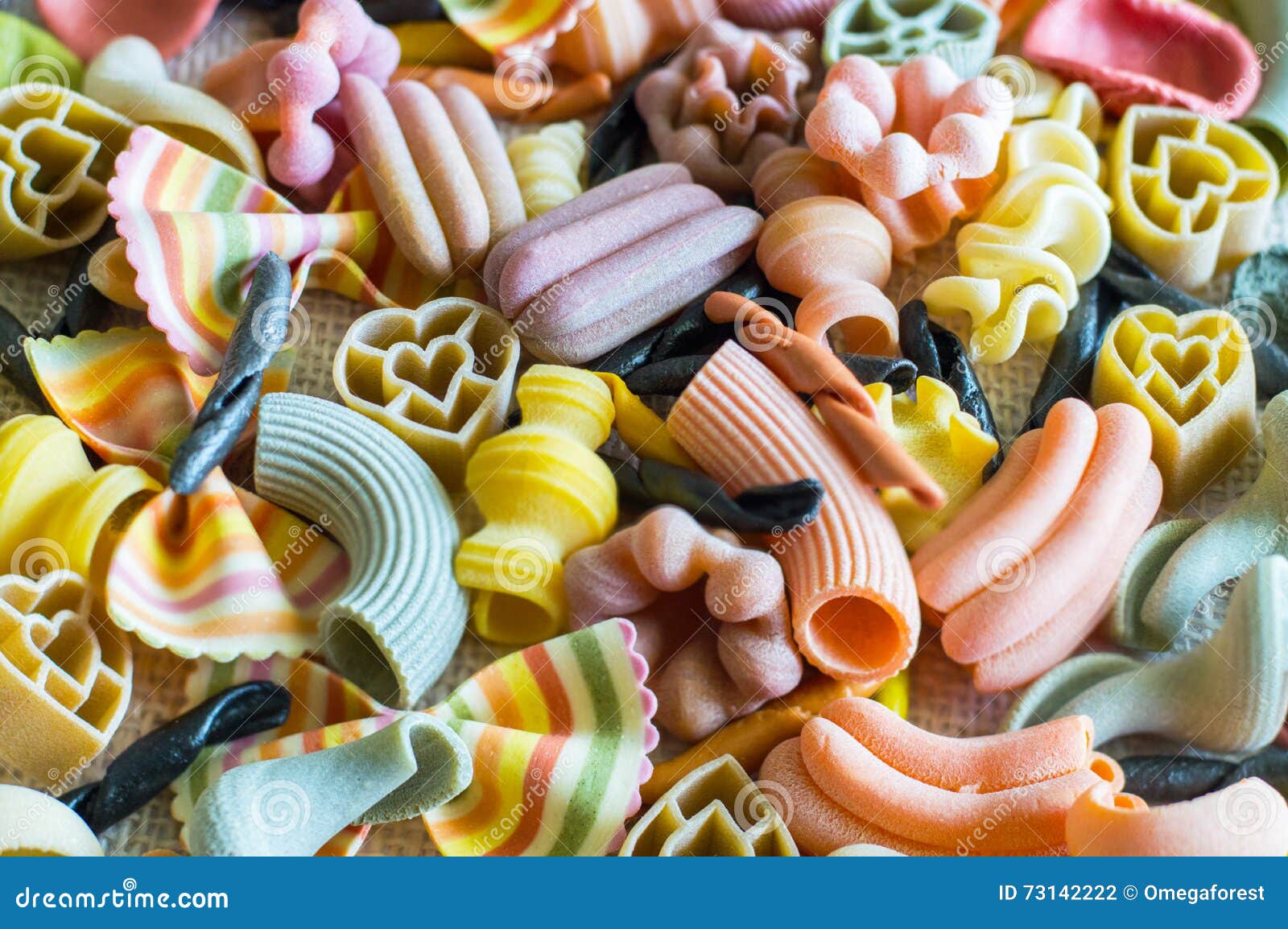 Colored pasta stock photo. Image of wooden, pasta, wheat - 73142222