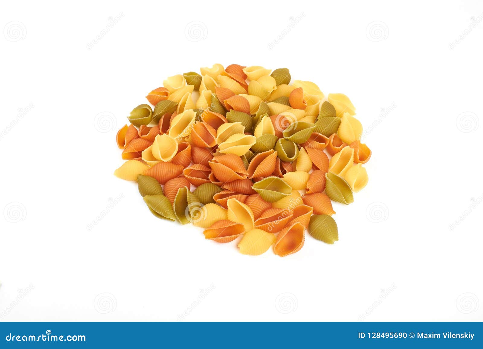 Colored Pasta Isolated on White Background. Top View Stock Photo ...