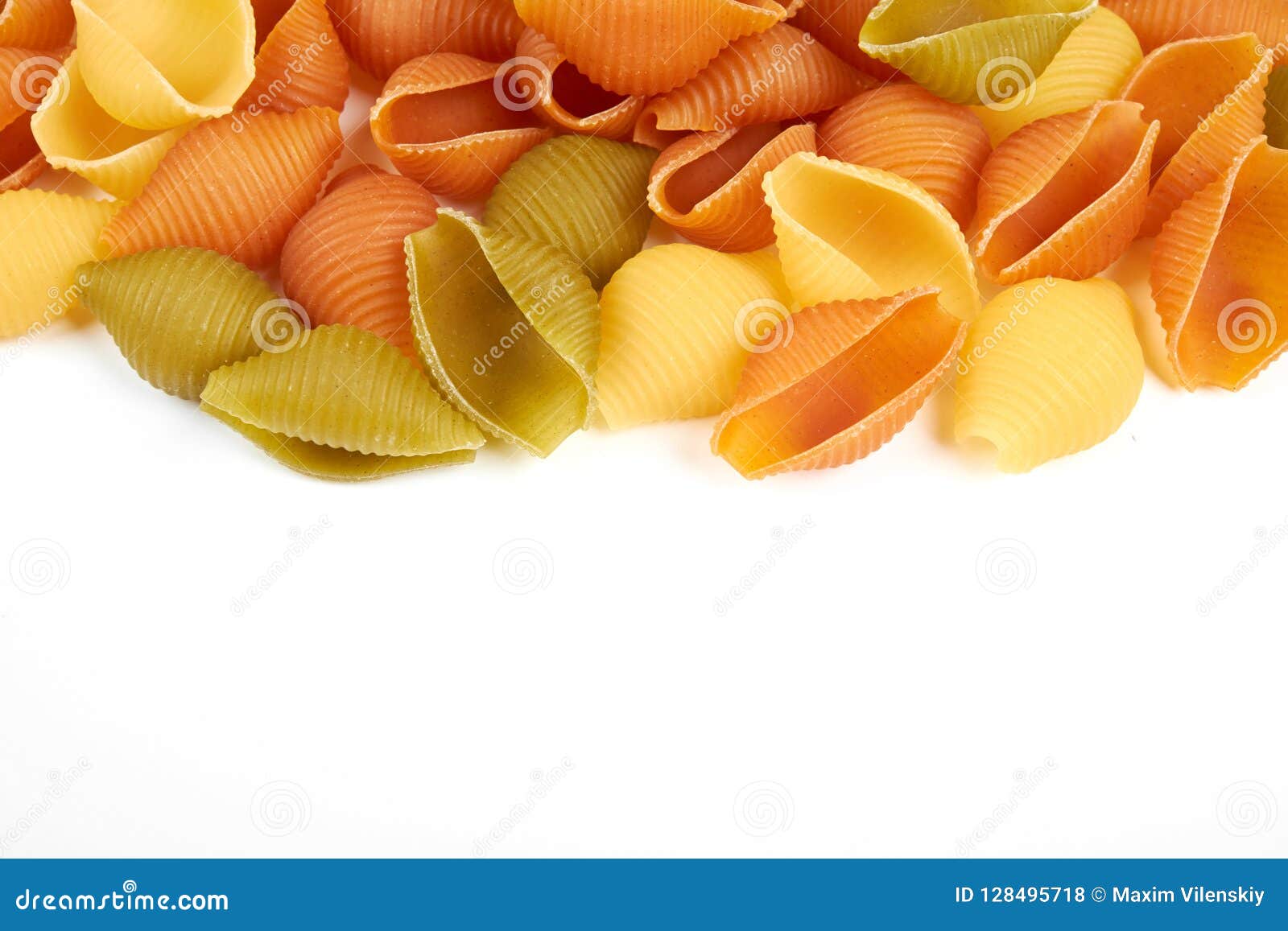 Colored Pasta Isolated on White Background. Top View Stock Photo ...