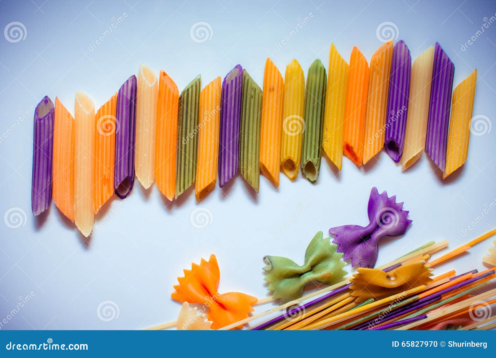 Colored Pasta Painted in Different Color Brush Stock Photo - Image of ...
