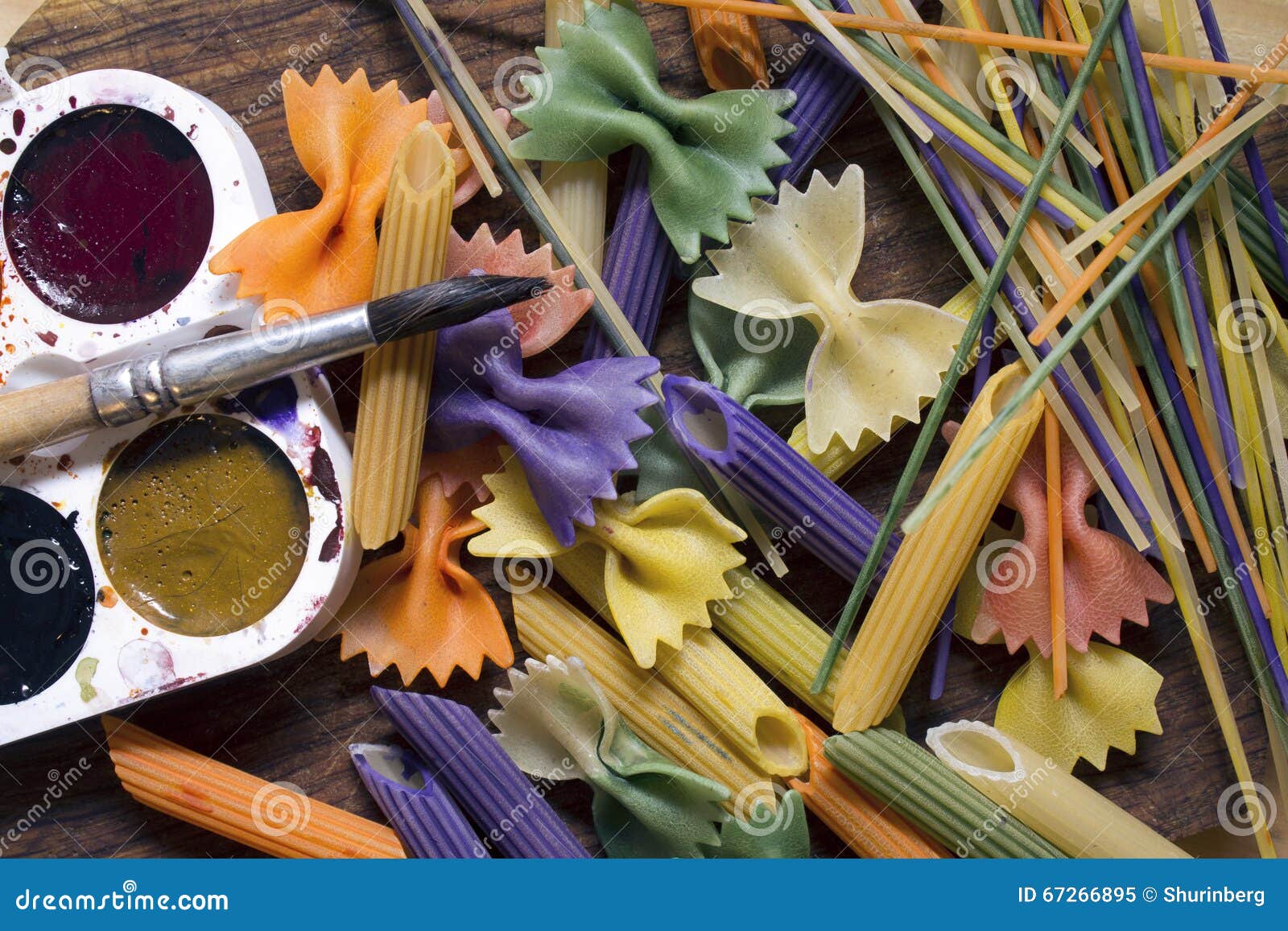 Colored Pasta Painted in Different Color Brush Stock Image - Image of ...