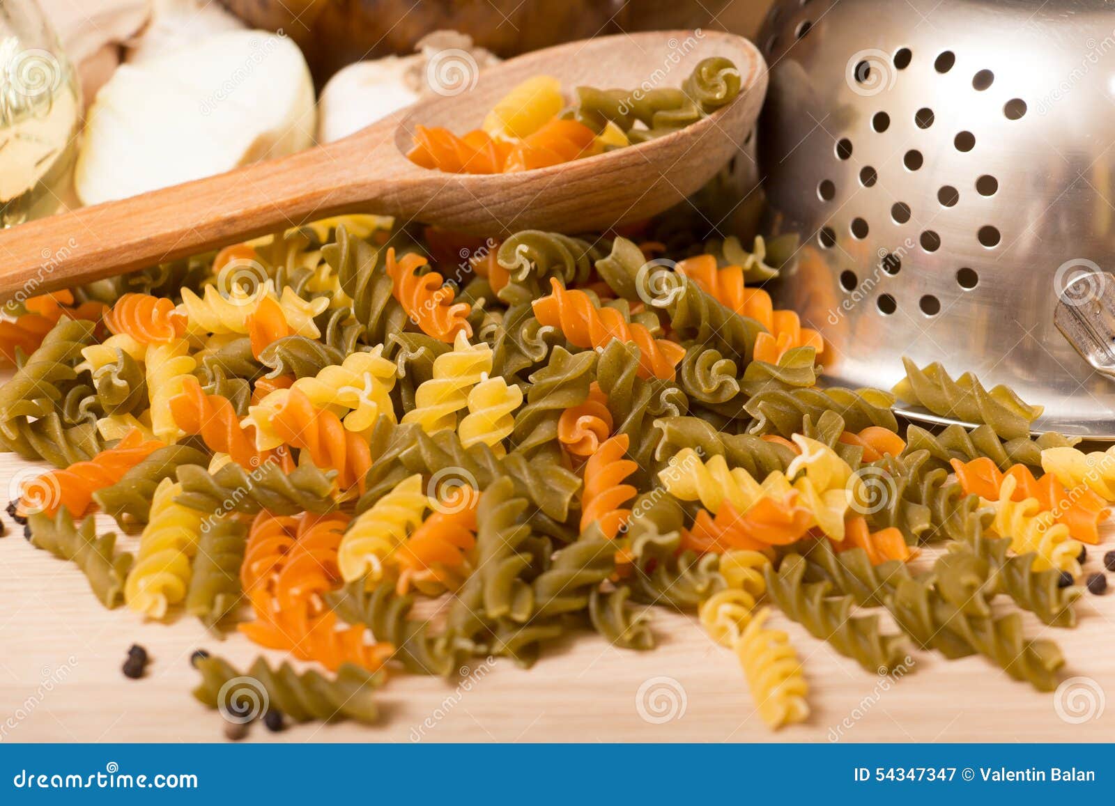 Colored pasta stock image. Image of eating, close, twist - 54347347
