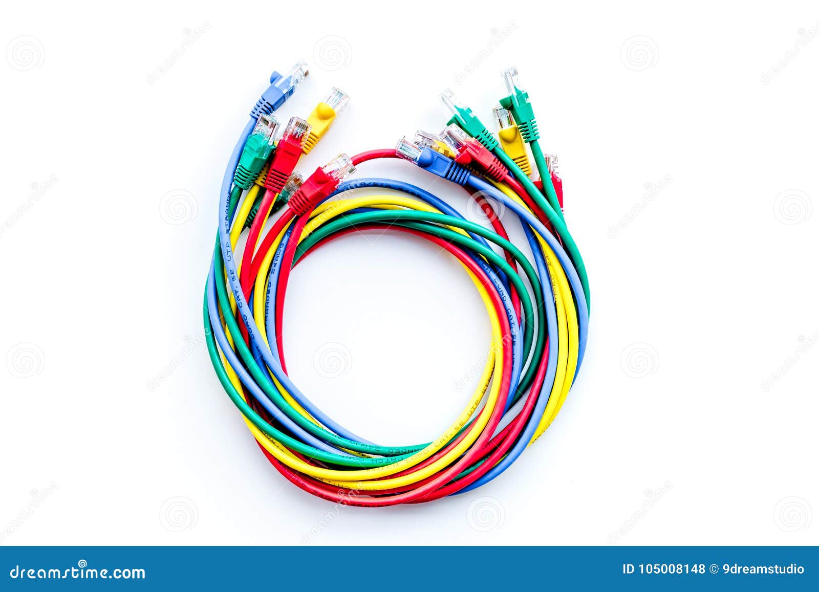 Colored Patch-cord on White Background Top View Stock Photo - Image of ...