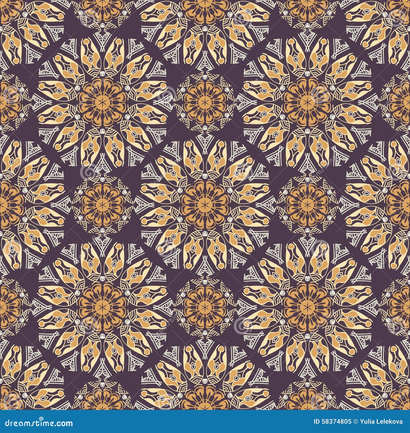 Colored Pattern with Decorative Symmetric Ornaments Stock Vector ...