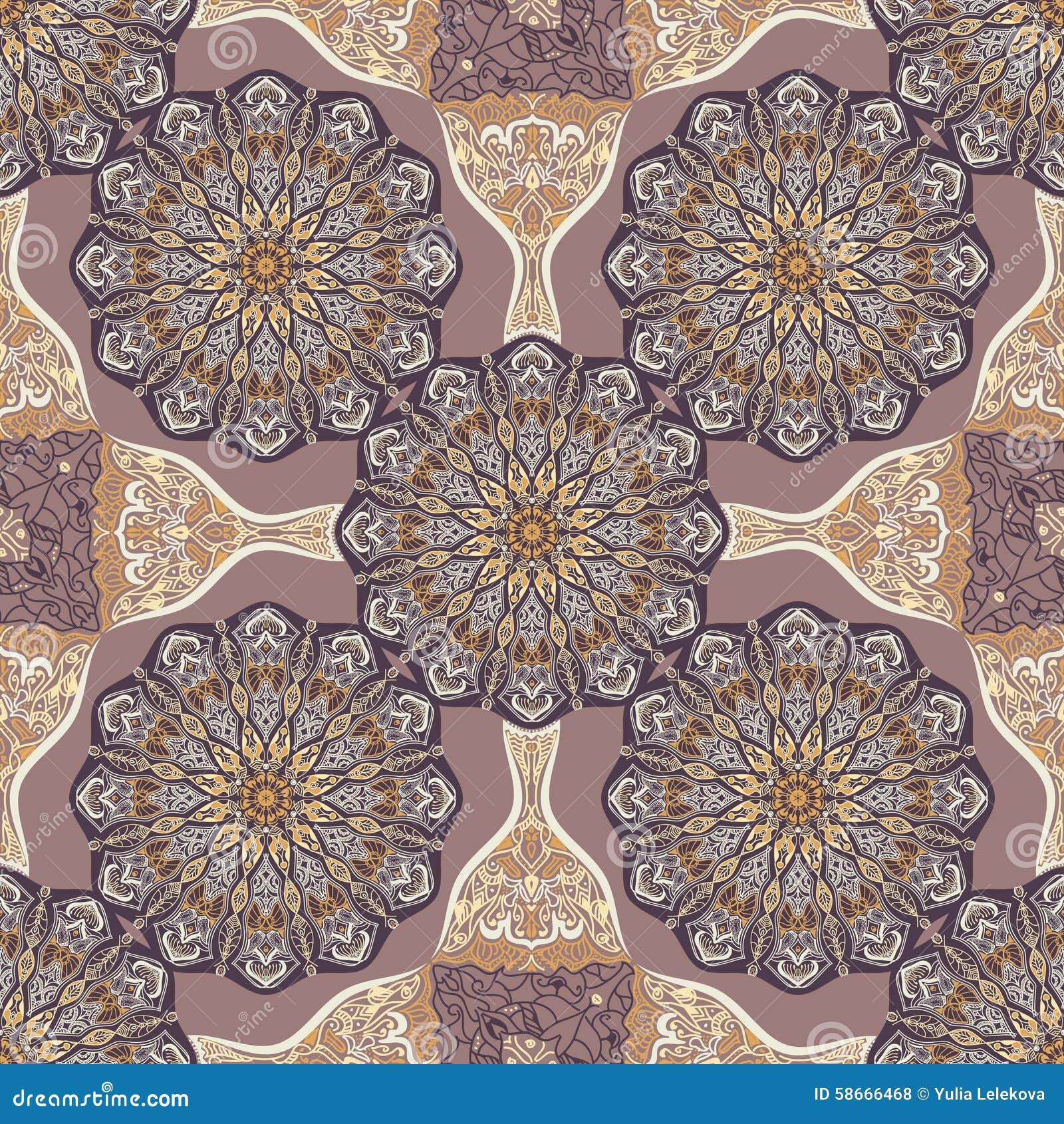 Colored Pattern with Decorative Symmetric Ornaments Stock Vector ...