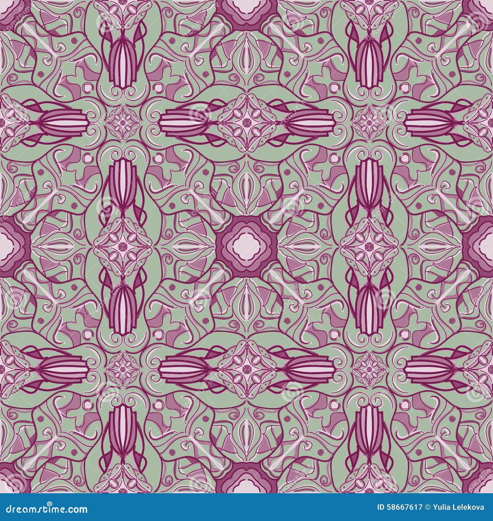 Colored Pattern with Decorative Symmetric Ornaments Stock Vector ...