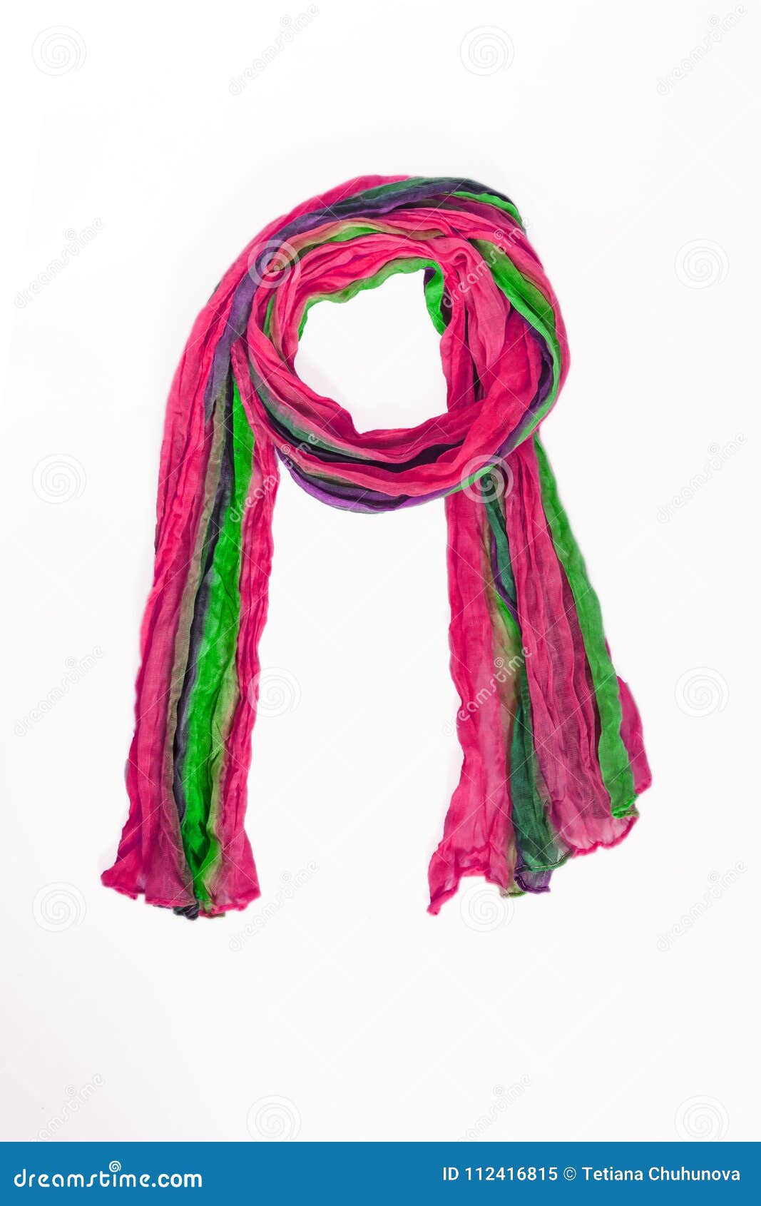 Colored Patterned Scarf, Neckerchief Isolated on White Background Stock ...