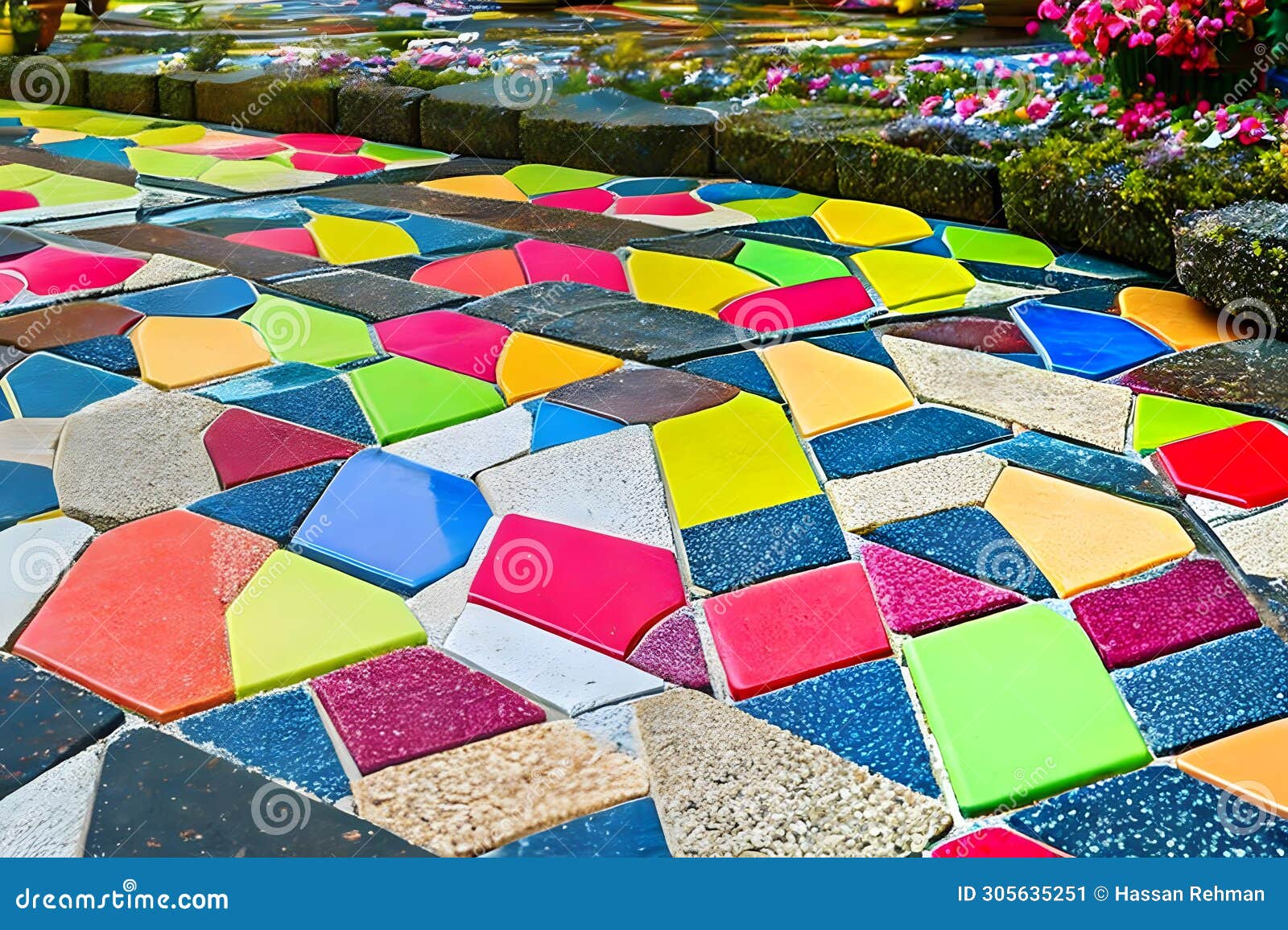 Colored Paving Slabs By Mosaic Stock Image | CartoonDealer.com #305635135