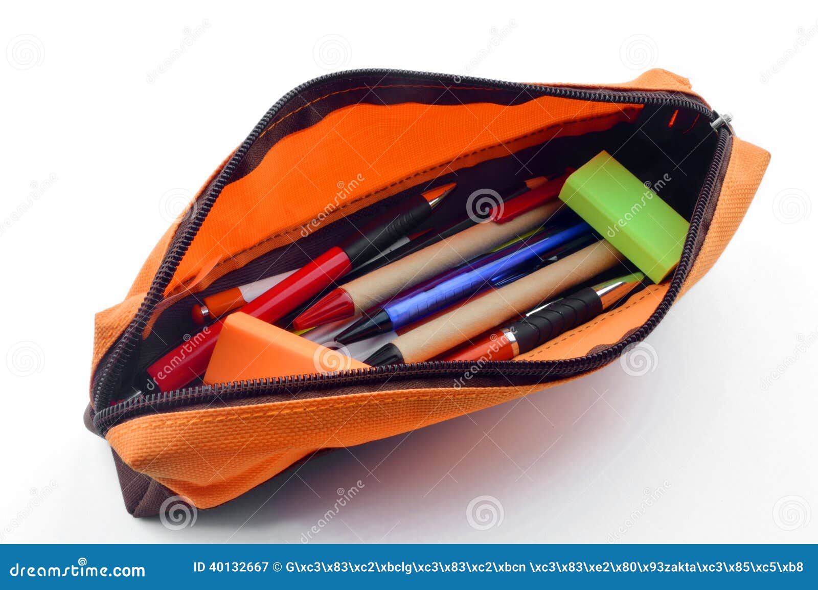 Colored pencil case stock image. Image of point, rubber - 40132667