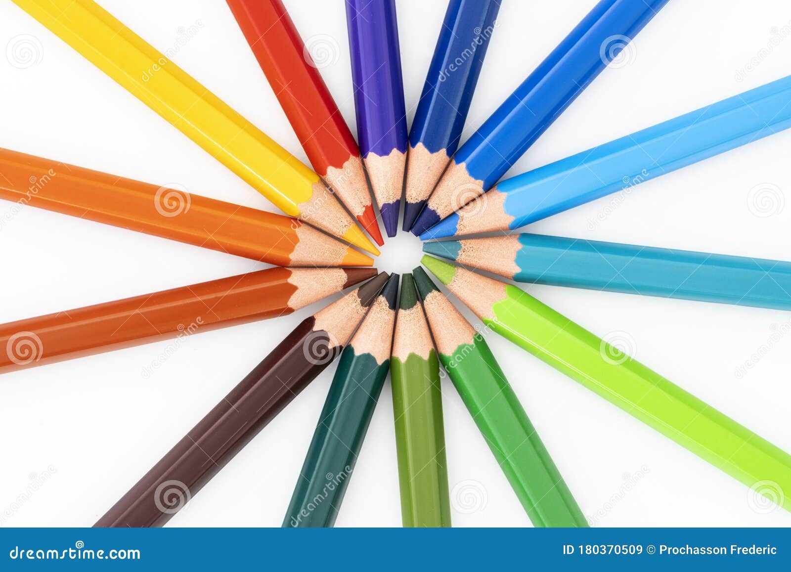 Colored pencil in circle stock image. Image of orange - 180370509