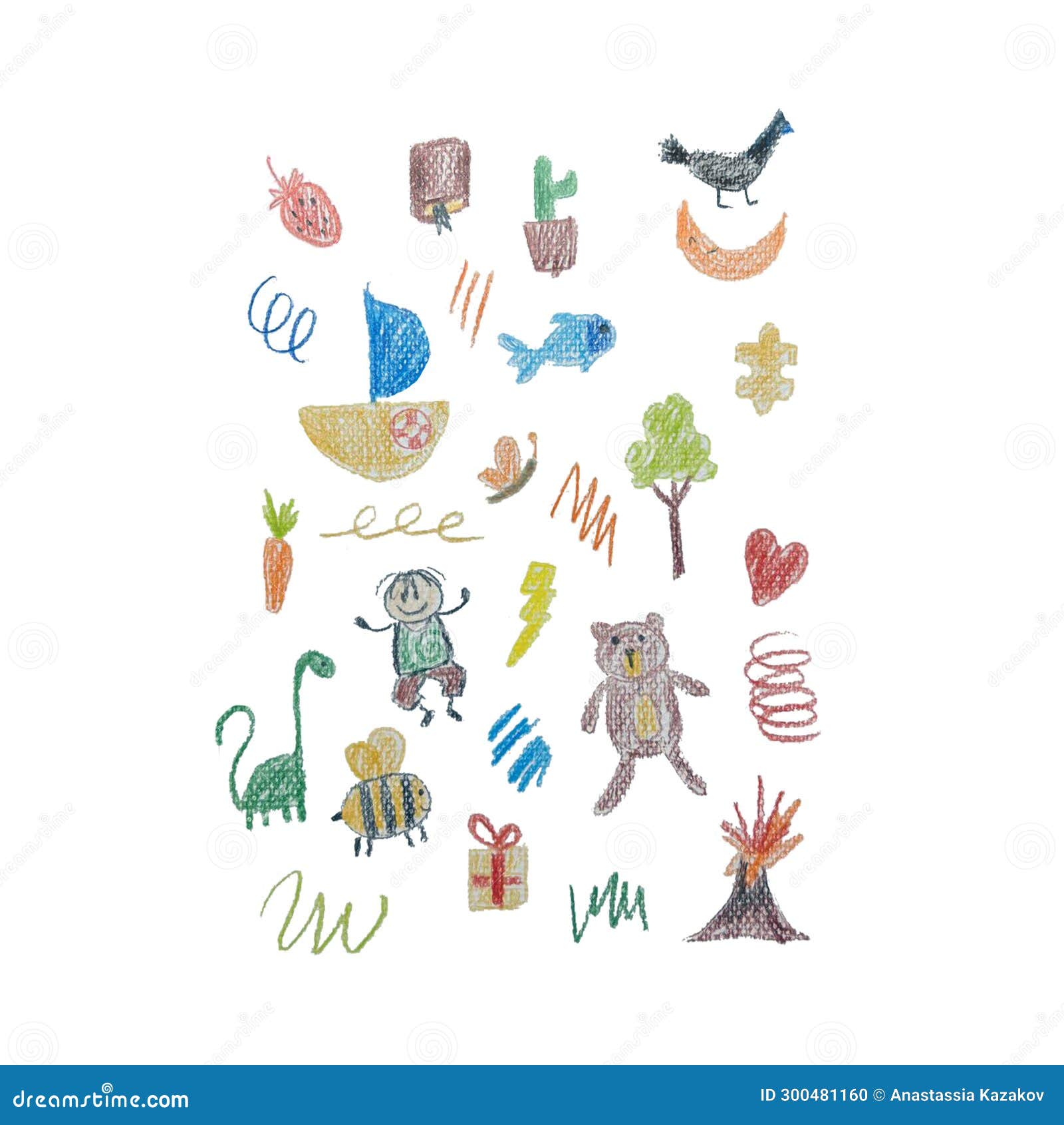 Colored Pencil Hand Drawn Doodle. Childish Scribble Stock Illustration ...