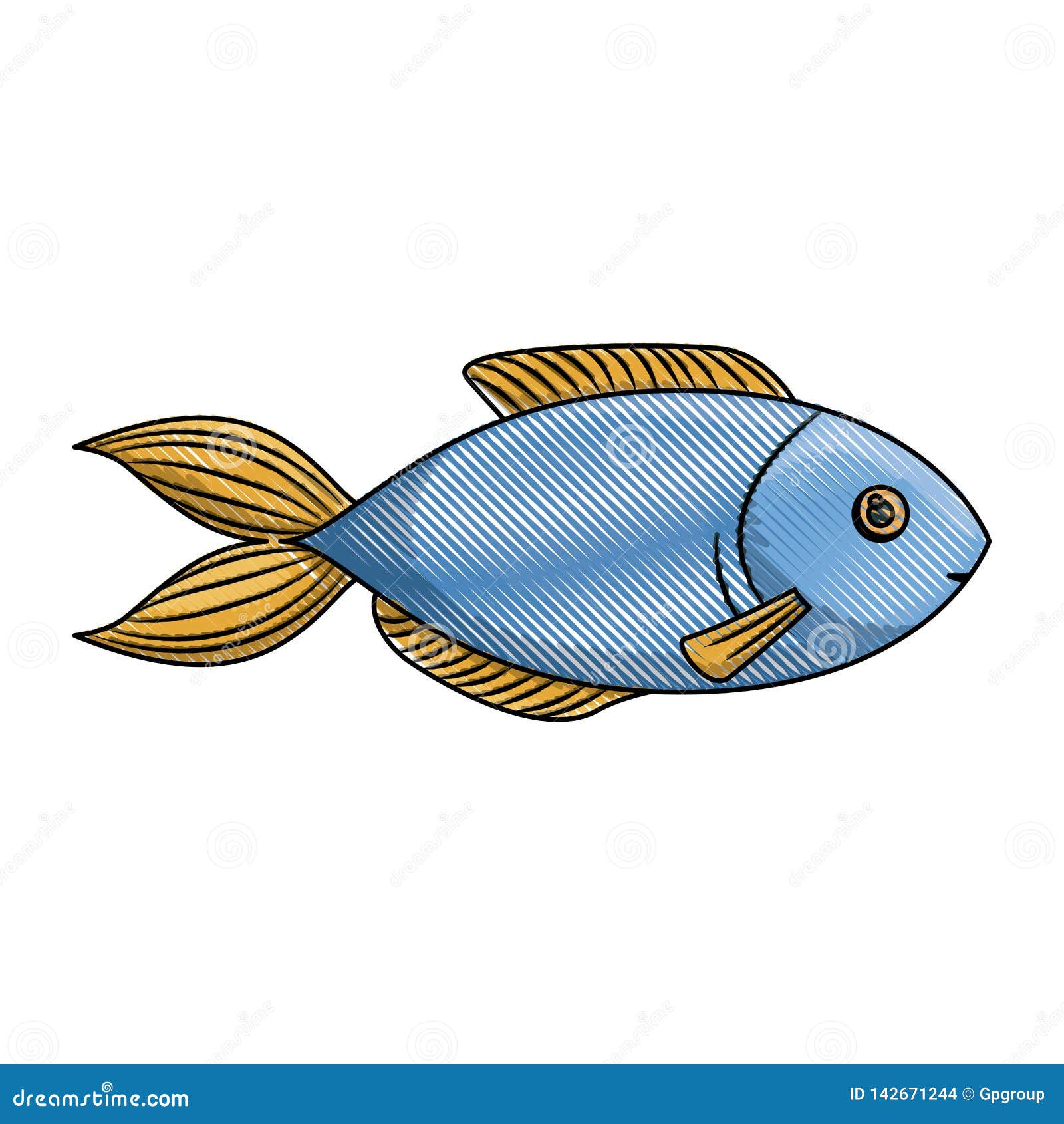 Colored Pencil Silhouette of Blue Trout Fish Stock Vector ...