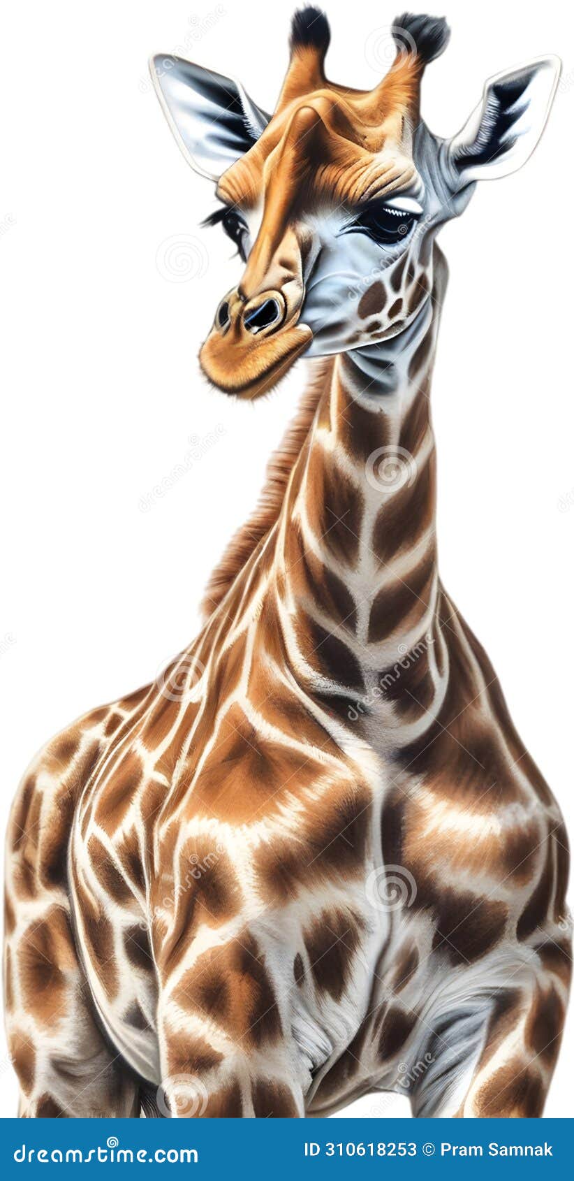 Colored-pencil Sketch of a Giraffe. AI-Generated. Stock Image ...