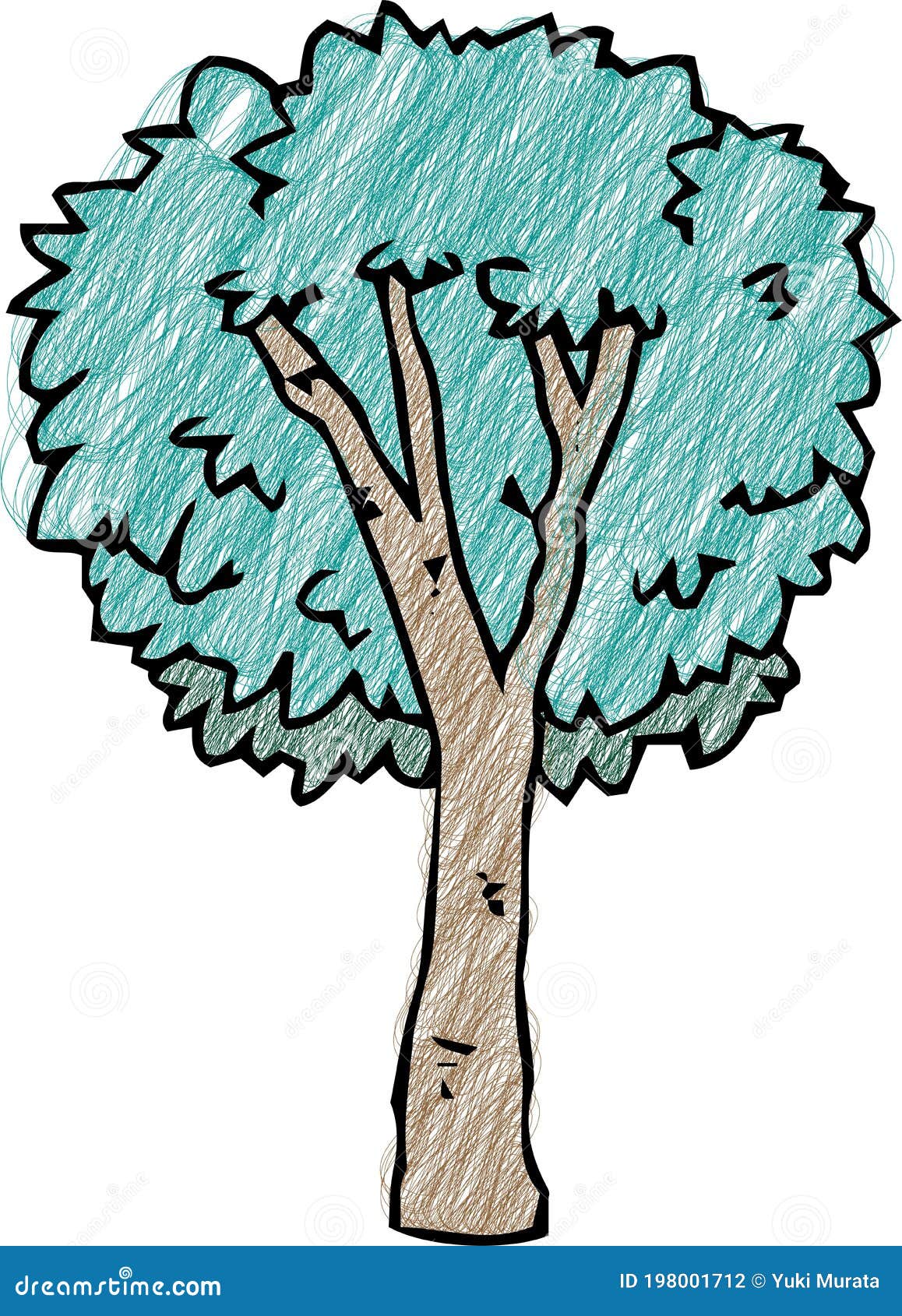 Colored Pencil Style Sketch of Tree Stock Vector - Illustration of ...