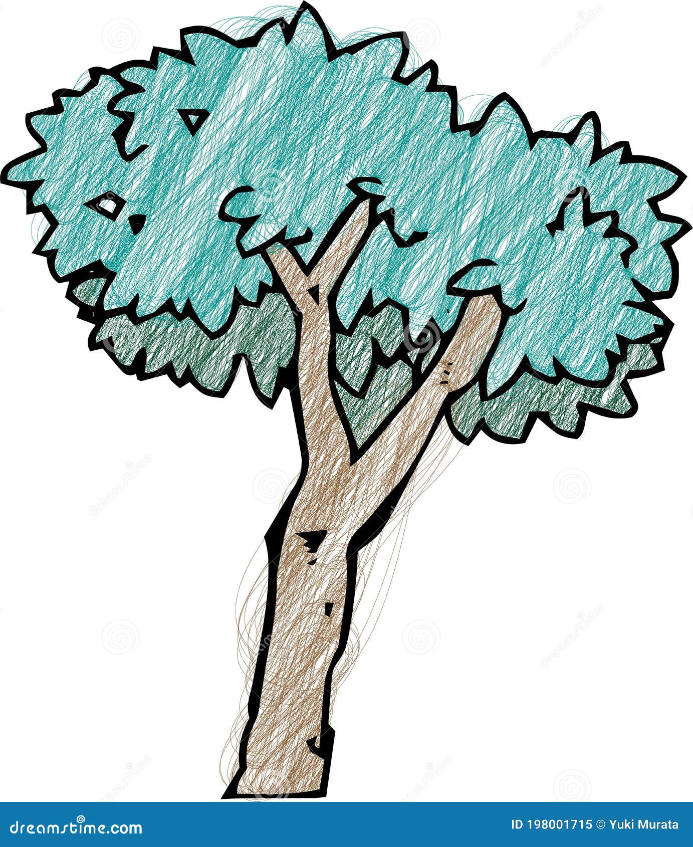Colored Pencil Style Sketch of Tree Stock Vector - Illustration of ...