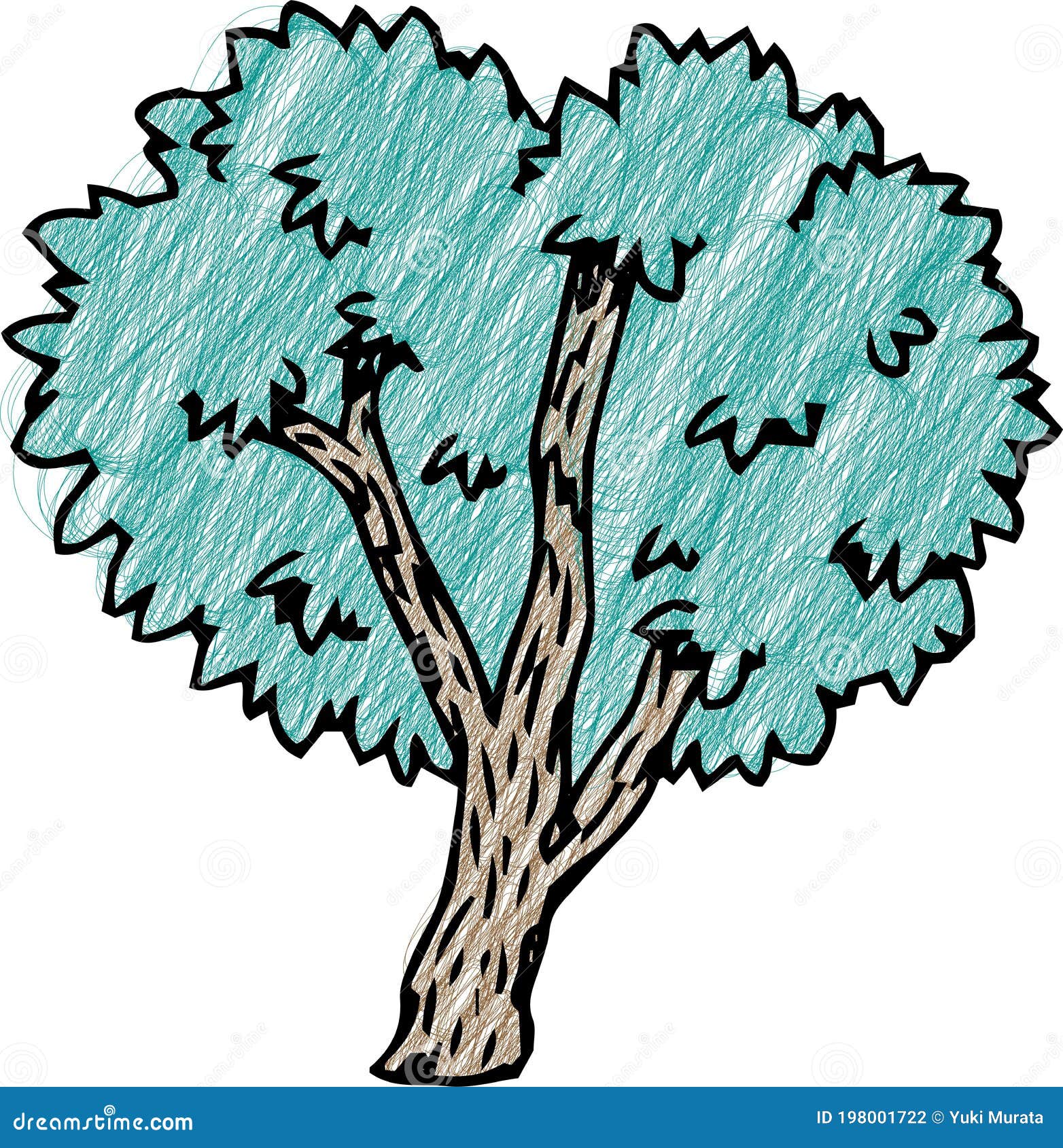 Colored Pencil Style Sketch of Tree Stock Vector - Illustration of icon ...