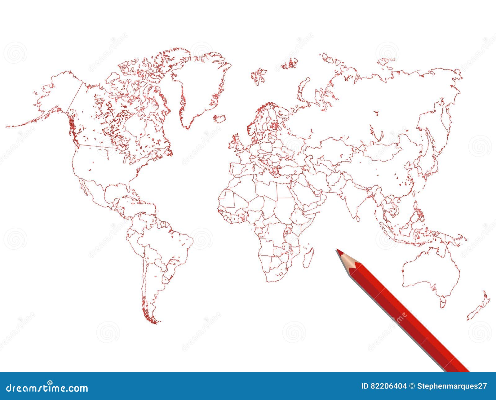 Colored Pencil World Map Illustration Stock Illustration - Illustration ...