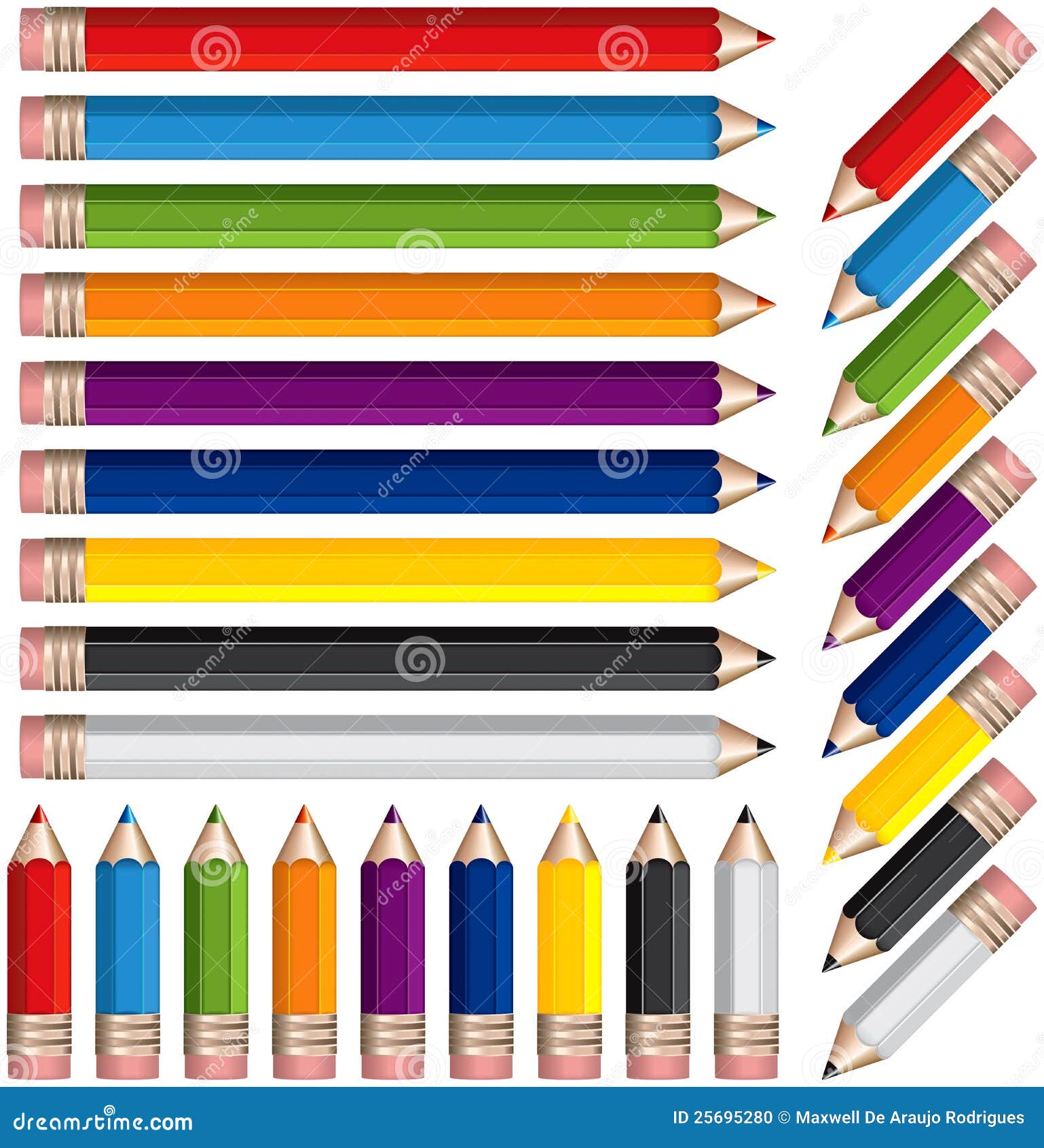 Colored Pencils Visual Riddle - Find The Differences Vector ...