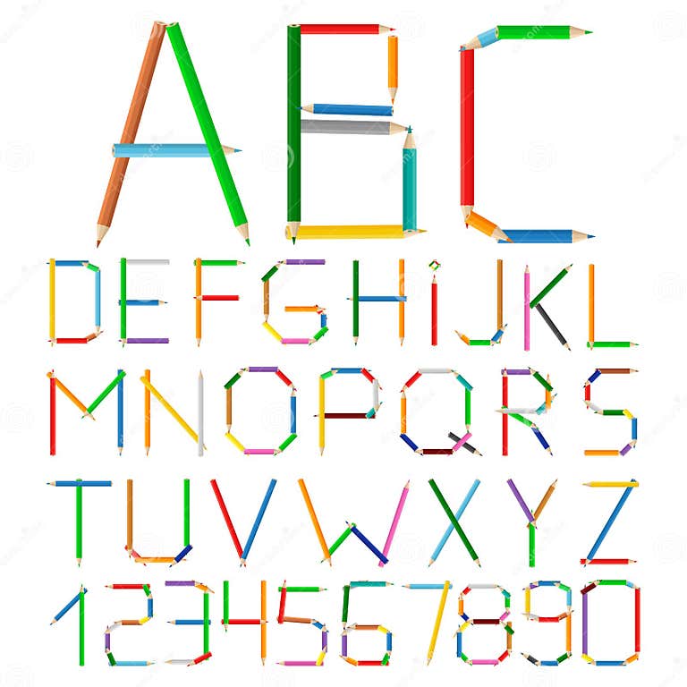 Colored Pencils Alphabet stock vector. Illustration of crayon - 25445426