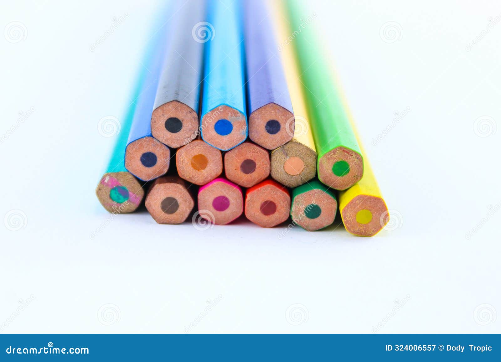 Colored Pencils Back View in Isolated White Background Stock Image ...