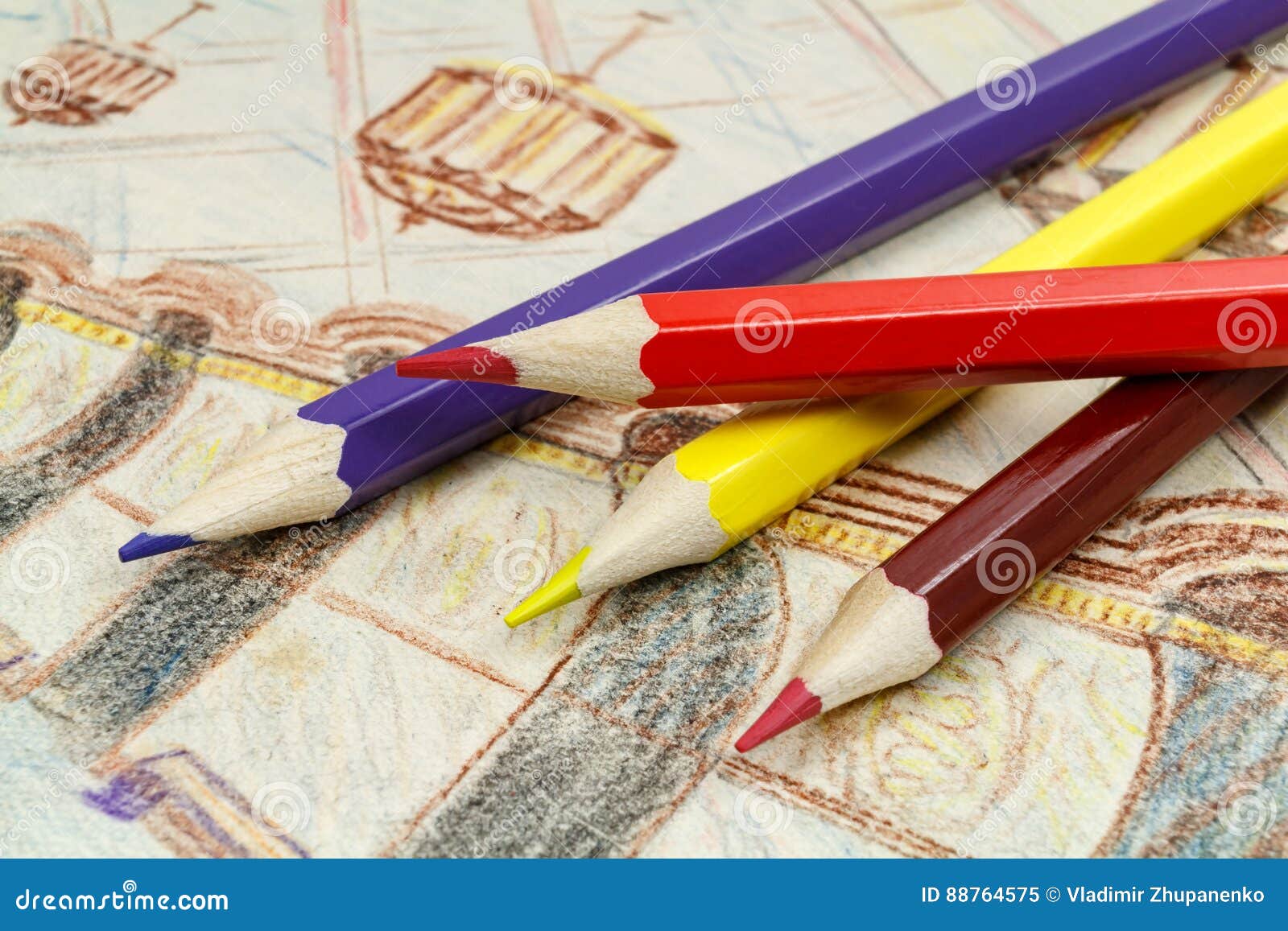 Colored Pencils on a Background of the Student Picture Stock Image ...